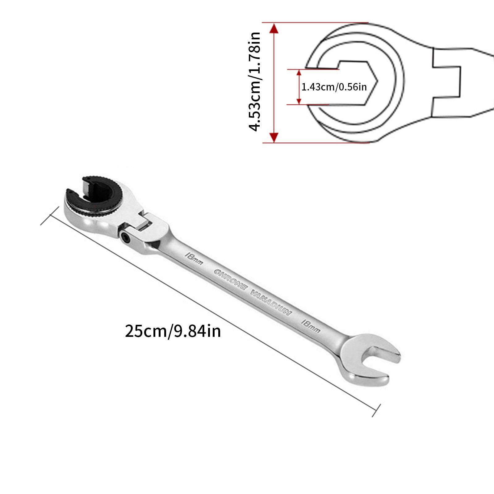 8-19Mm Open Flex-Head Ratcheting Wrench, Metric Ratcheting Spanner with ...