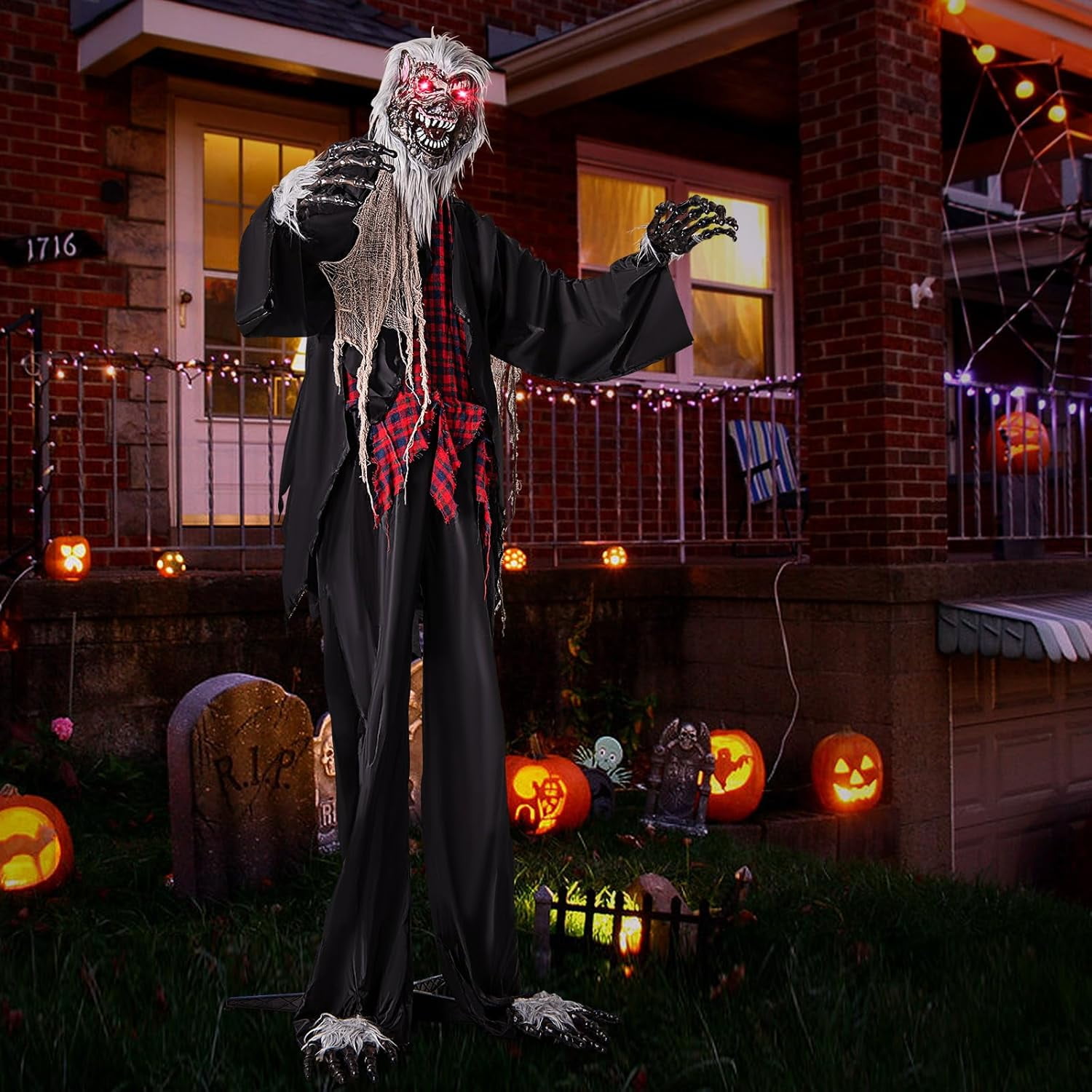 8.2 FT Halloween Animatronic Werewolf, Scary Animated Prop with Howling ...