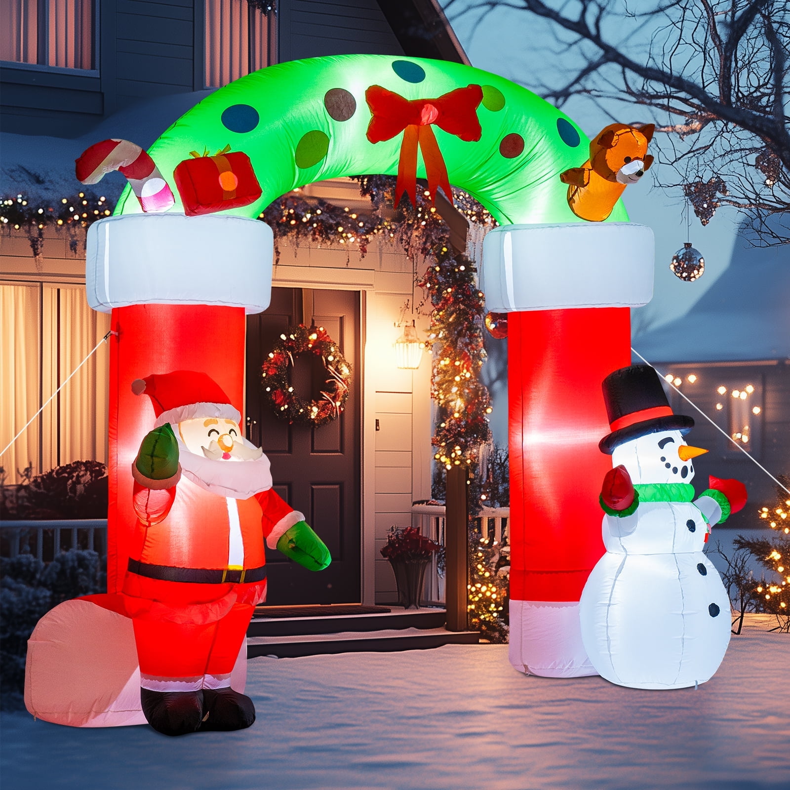 8.2 Ft Lighted Christmas Inflatable Archway, Inflatable Santa Claus and ...