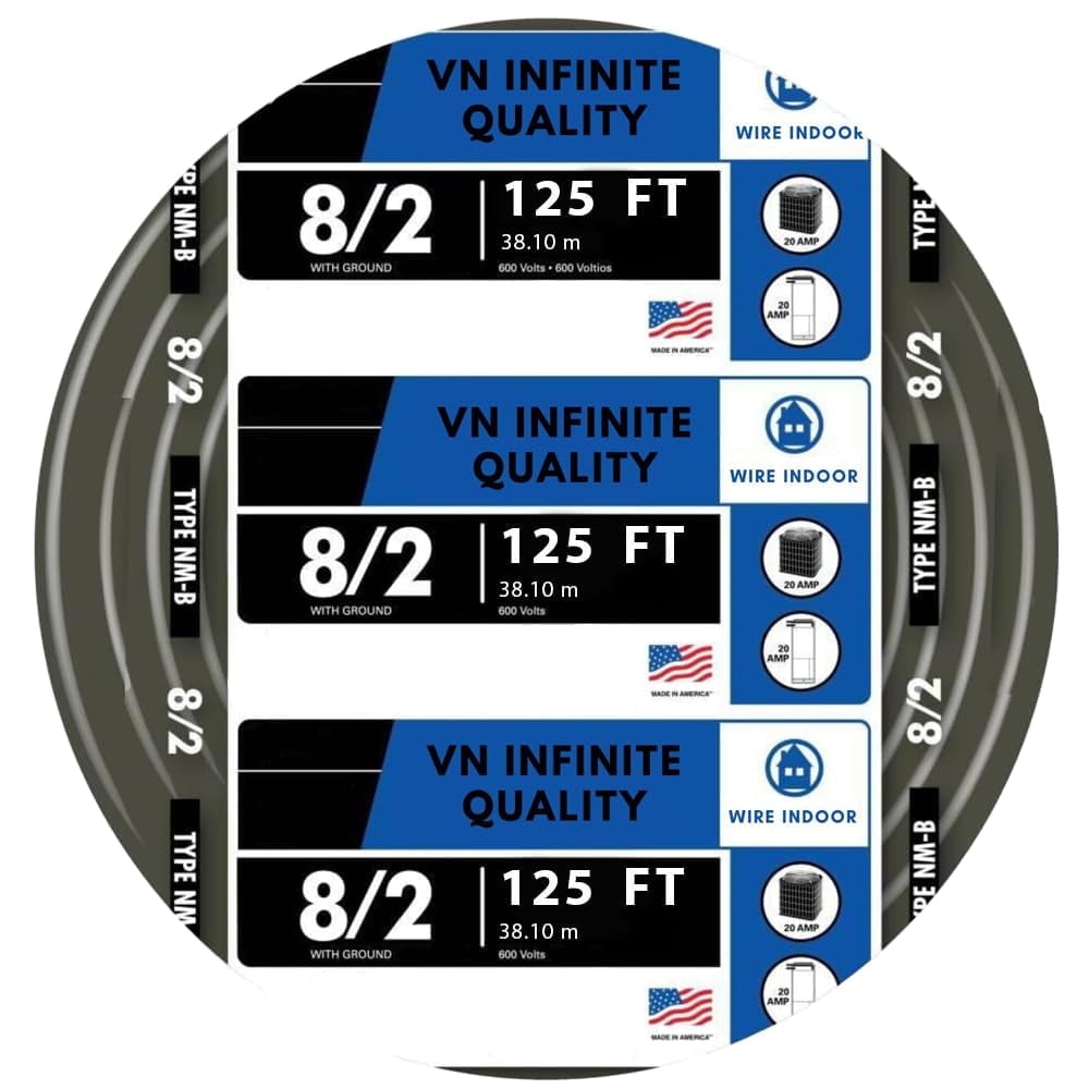 8/2 NM-B Nonmetallic with Ground Sheathed Cable Residential Indoor Wire ...
