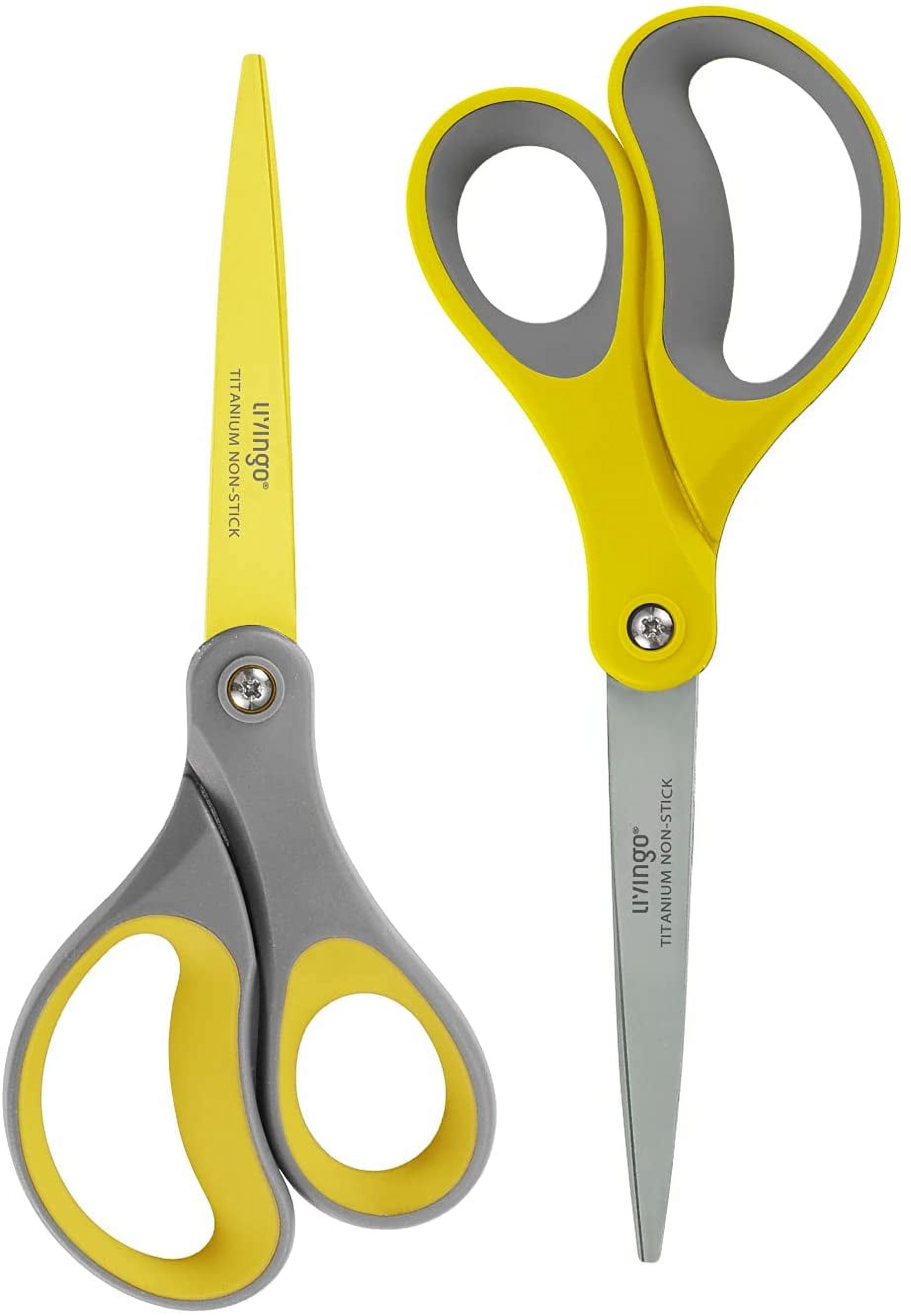 8" 2 Pack Scissors, Titanium Coated Stainless Steel Non-stick Scissors ...