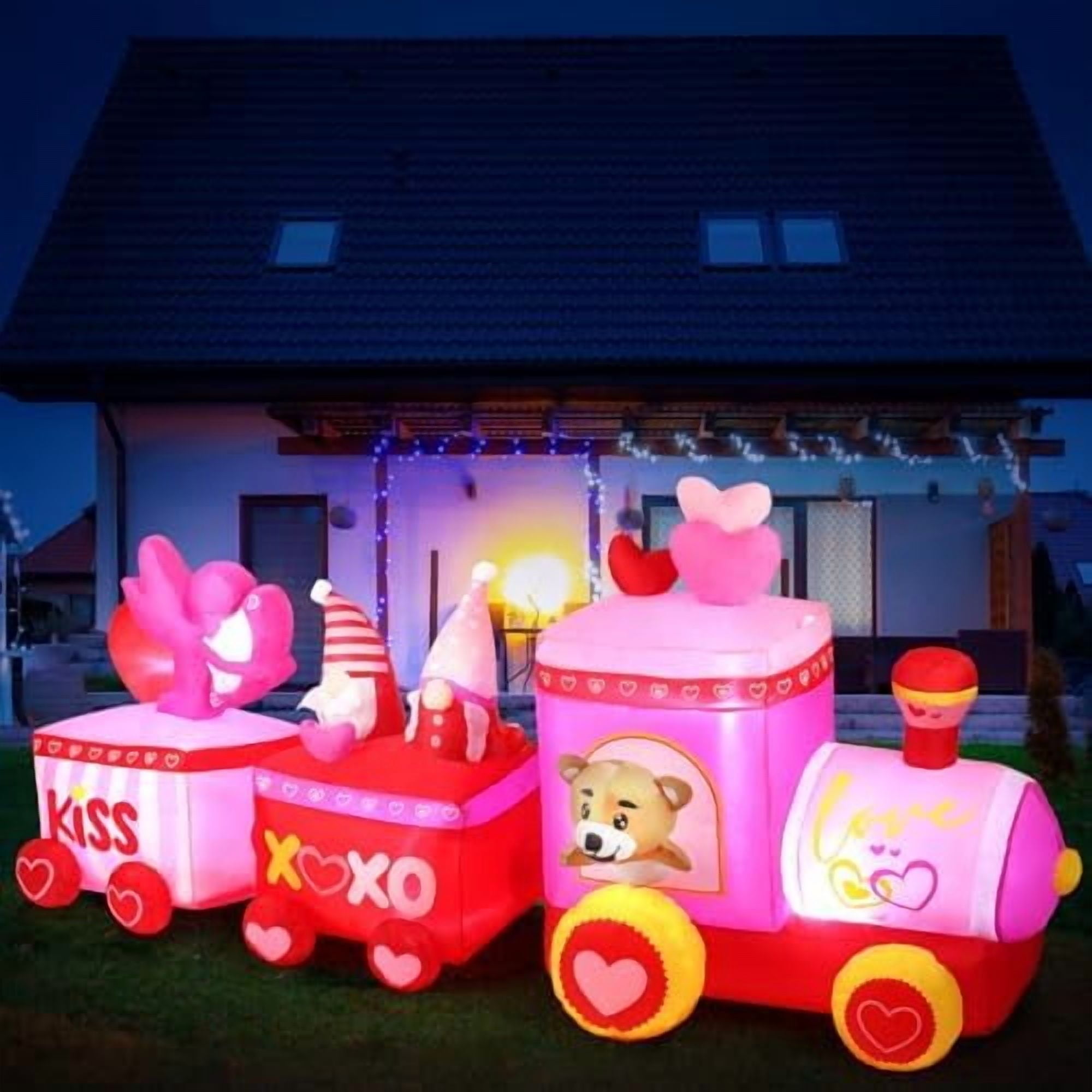 8.2 ft Valentine‘s Day Light Inflatable Train LED Blow up Train with ...