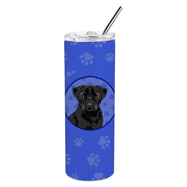 8.25 x 3 in. Unisex Pug Black No.2 Stainless Steel 20 oz Skinny Tumbler ...