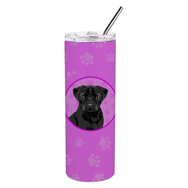 8.25 x 3 in. Unisex Pug Black No.2 Stainless Steel 20 oz Skinny Tumbler ...