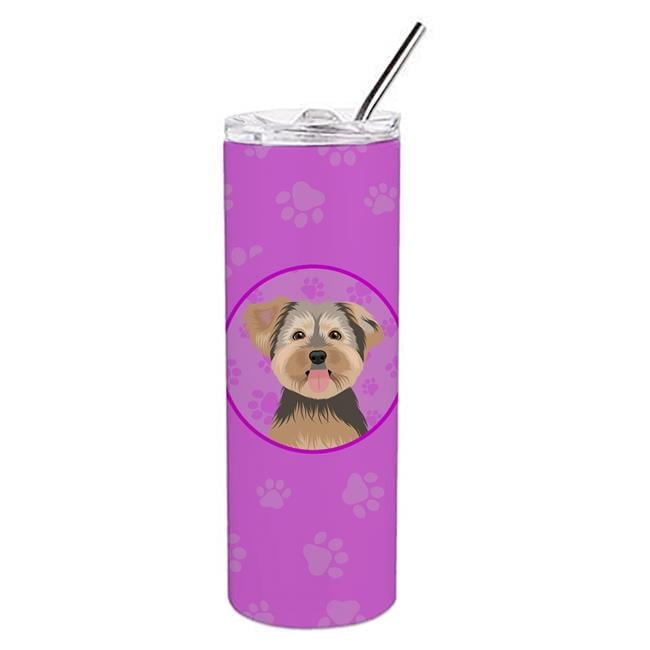 8.25 x 3 in. Unisex Yorkie Chocolate No.2 Stainless Steel 20 oz Skinny ...