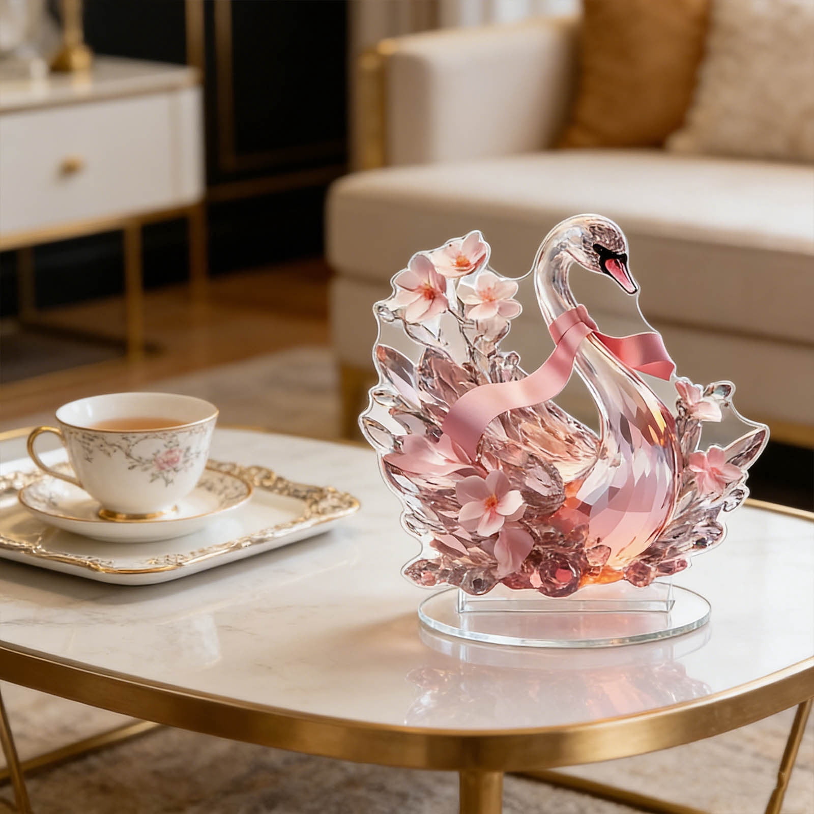 8.27×8.46in Elegant Crystal Acrylic Porch Goose Ornament, Transparent ...