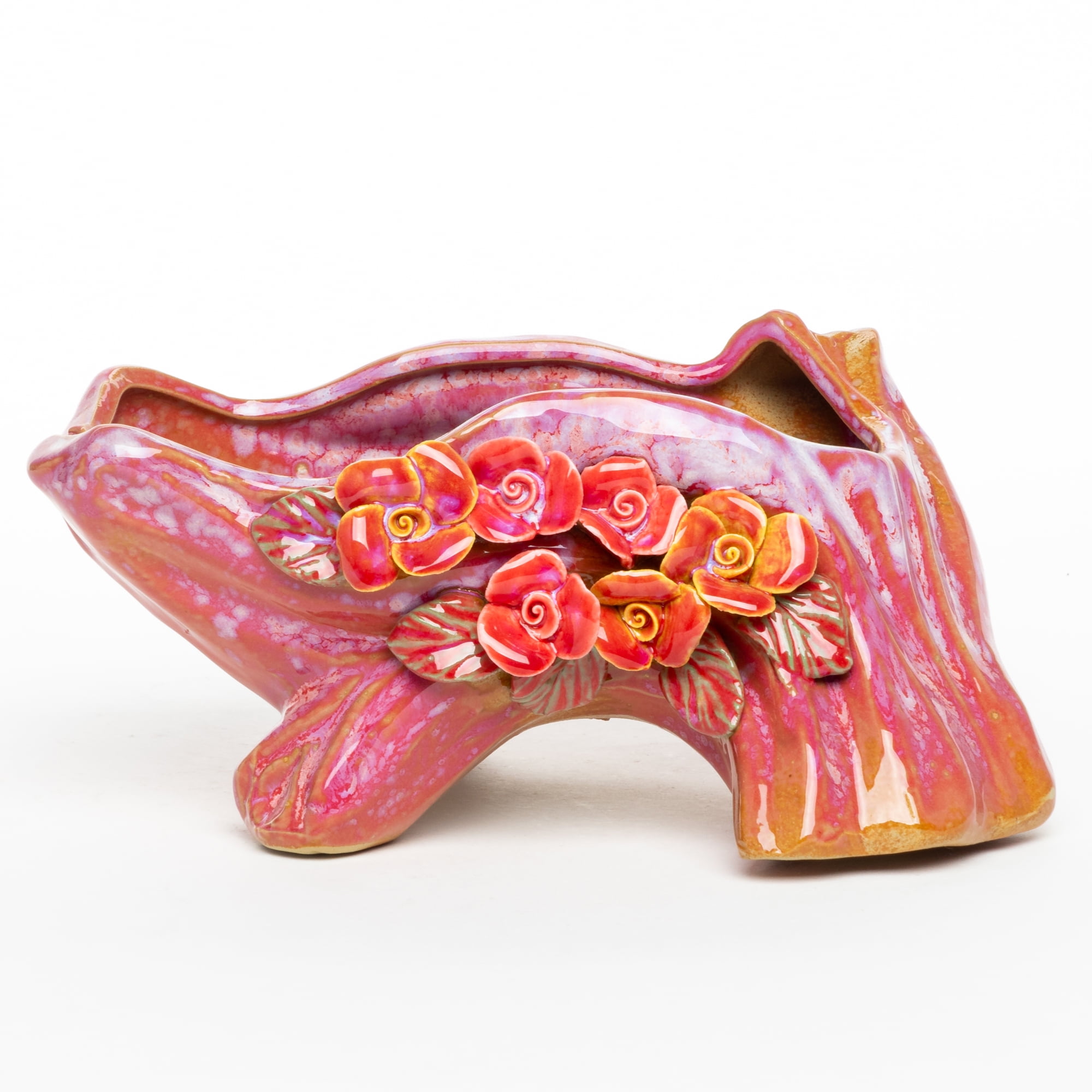 8.27" Small Red Novelty Footed Ceramic Planter Pot with Drainage Hole ...