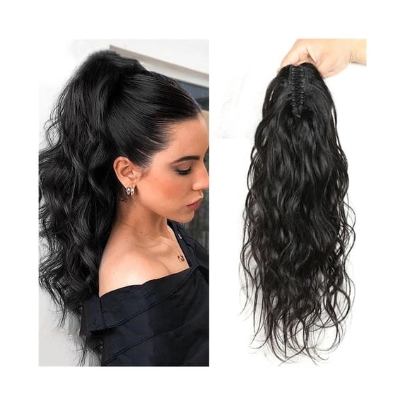 8-28 Inch Body Wave Ponytail Hairpiece Human Hair Claw Clip Ponytail ...