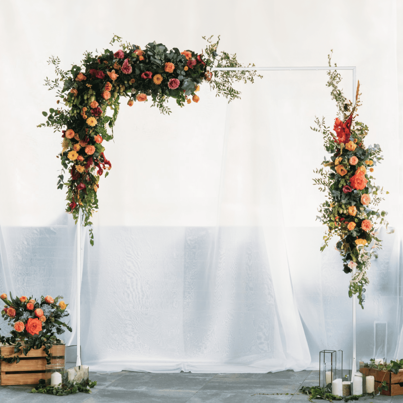 8.2FT Adjustable Square Backdrop Stand Kit, Wedding Arch & Photo Booth ...