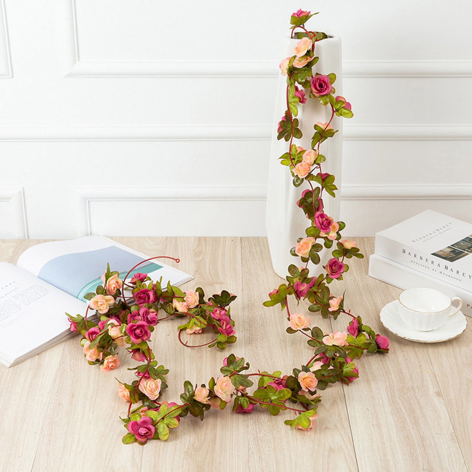 8.2FT Artificial Rose Vine Flowers Plants Fake Flower Vine for Wedding ...