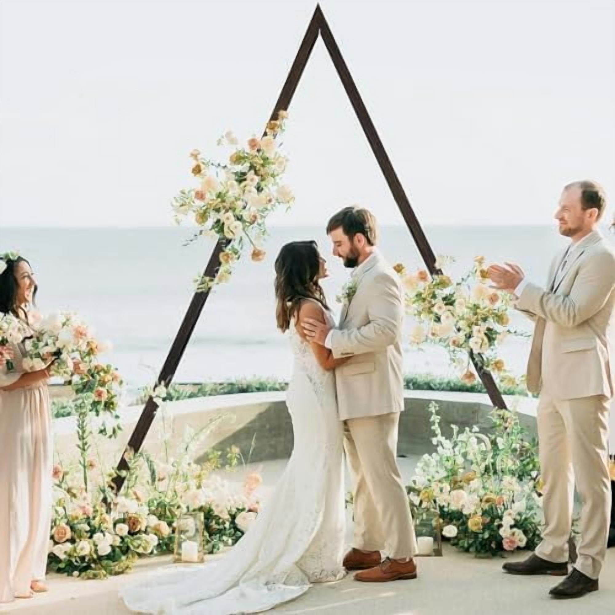 8.2FT Wooden Wedding Arch for Ceremony, Retro Triangle Wood Arbor ...
