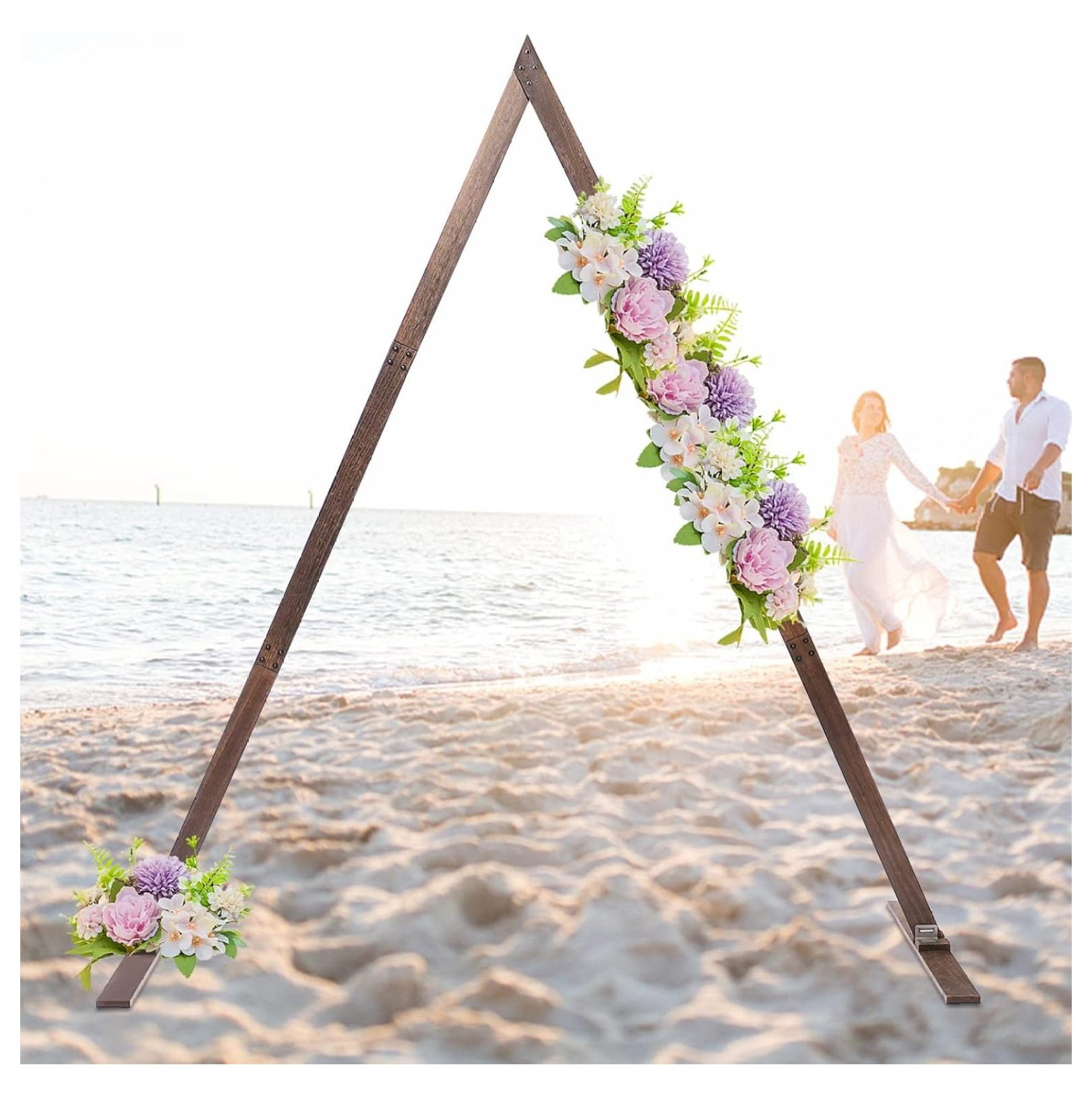 8.2FT Wooden Wedding Arch for Ceremony, Triangle Wood Arch for Wedding ...