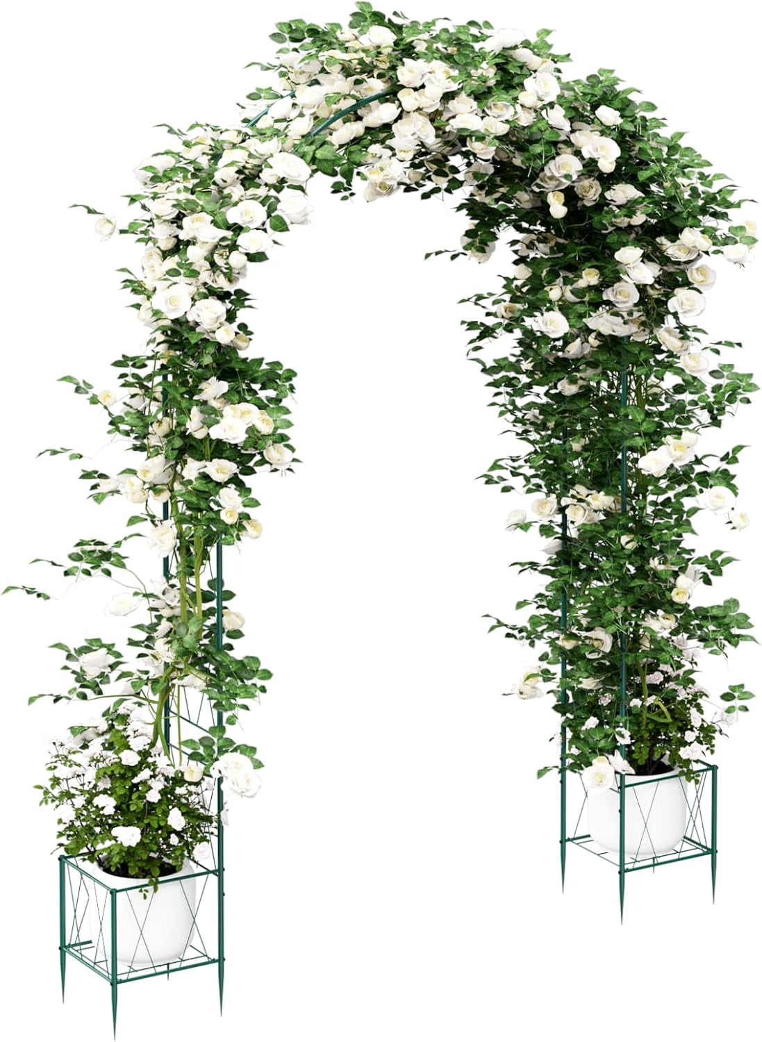 8.2Ft Garden Arch Trellis with Planter Boxes for Climbing Plants ...
