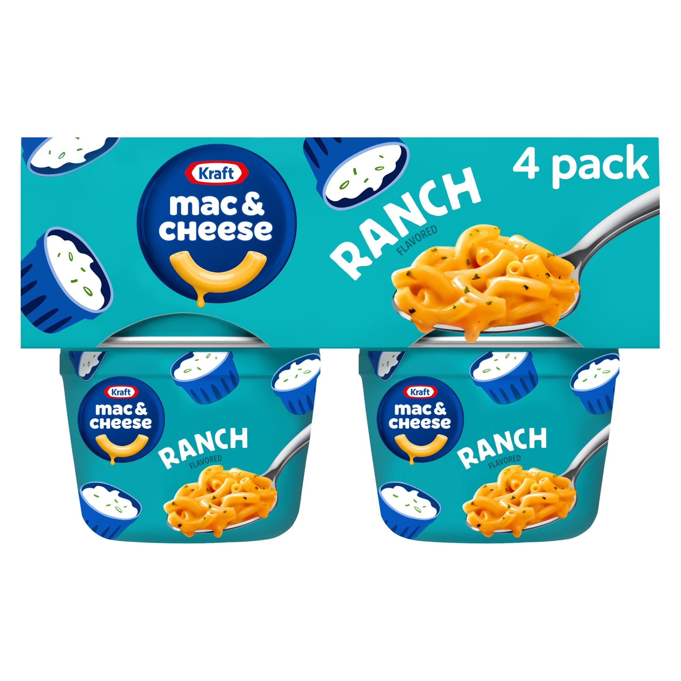Kraft Ranch Flavored Mac & Cheese Dinner, 4 Ct Pack, 2.05 oz Cups ...