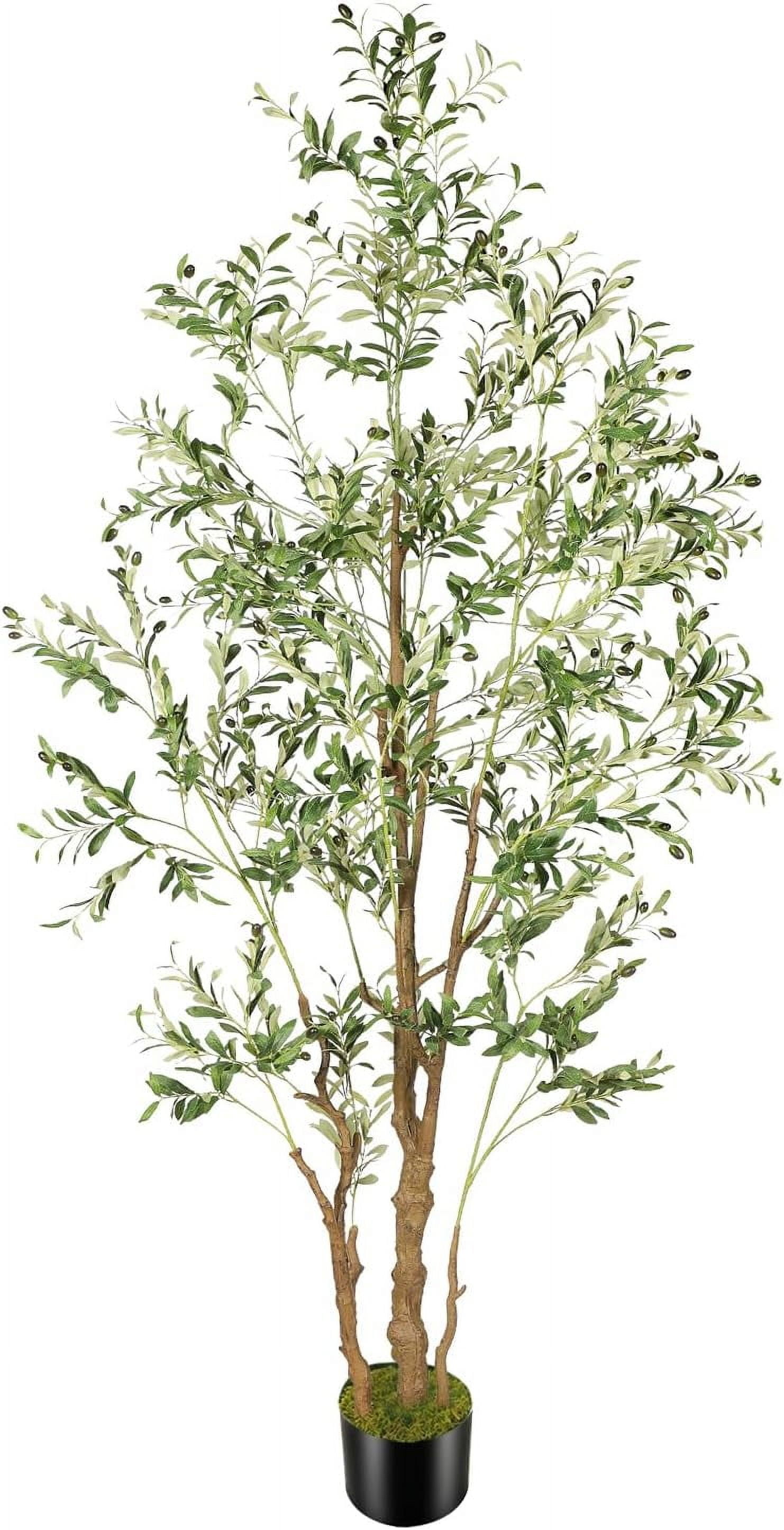 8.2ft Artificial Olive Tree (96in) with Plastic Nursery Pot Faux Olive ...