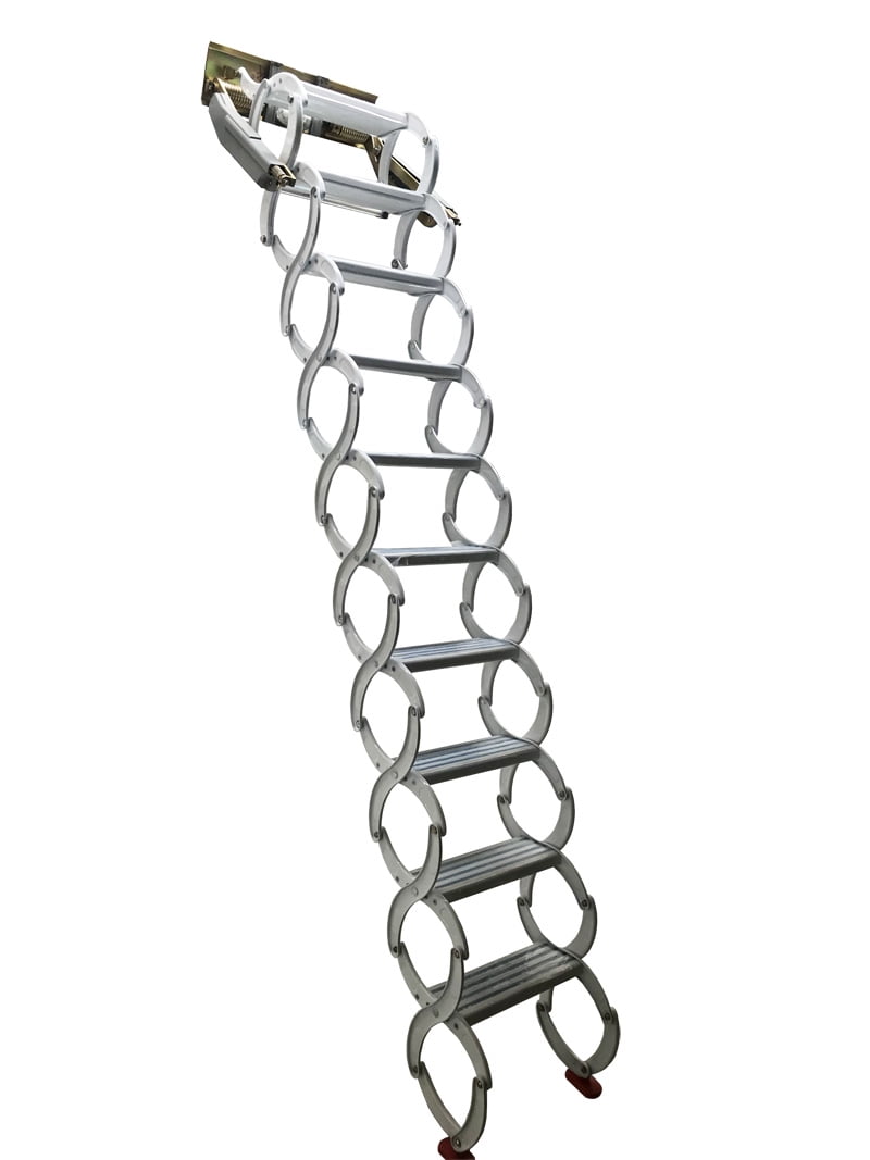 8.2ft Narrow Wall Mounted Attic Extension Ladder 10 Steps Pull Down ...