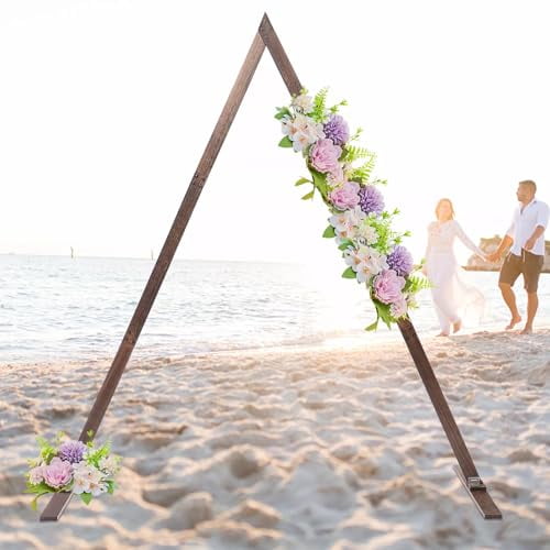 8.2ft Wooden Wedding Arch, Triangle Backdrop Arch Stand for Wedding ...