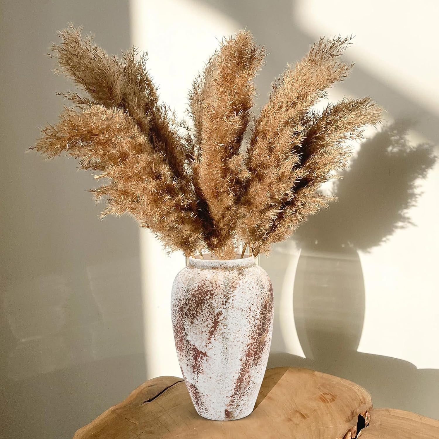 8.2inch Rustic Ceramic Farmhouse Vase, Whitewashed Terracotta Vase ...