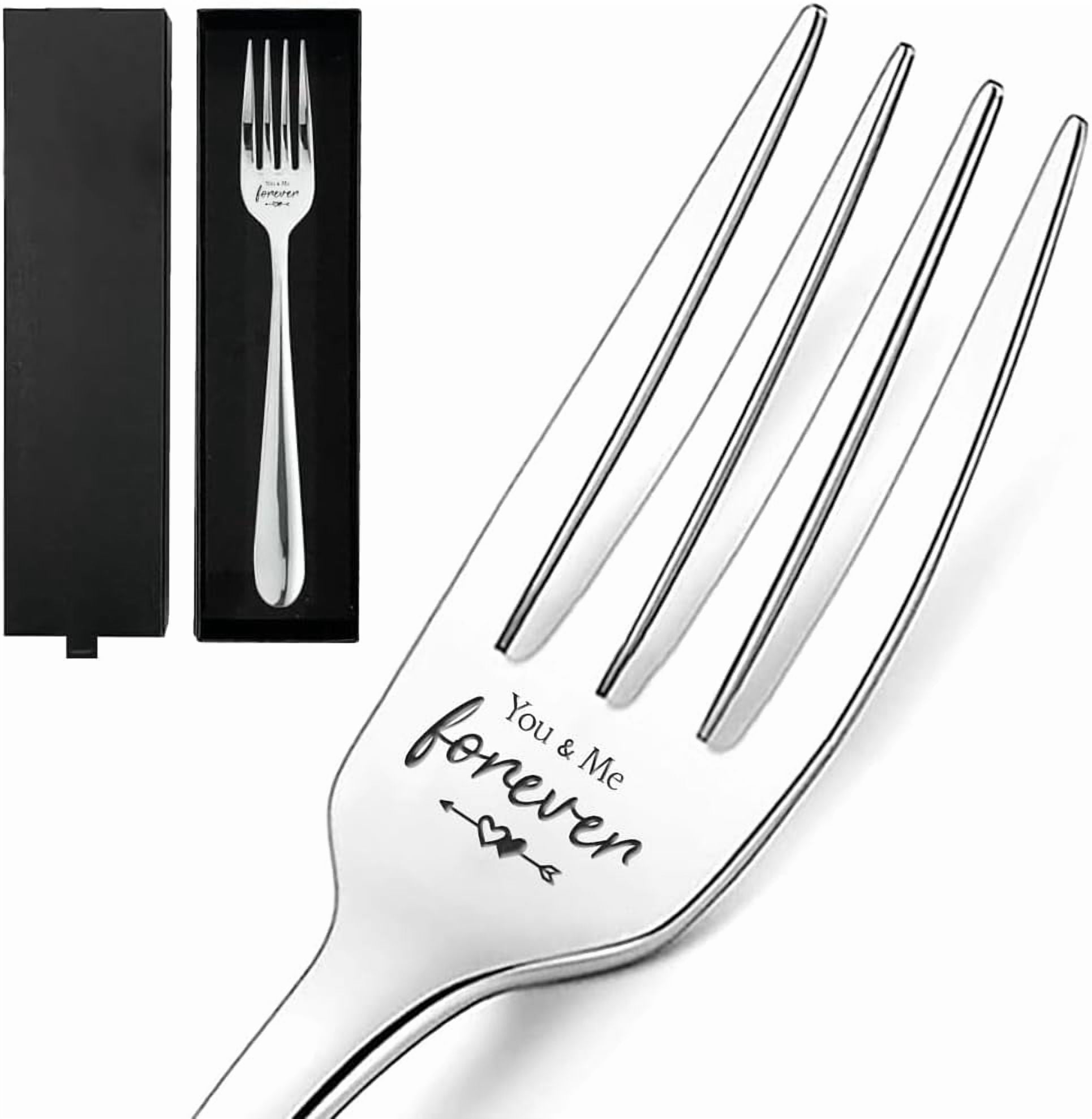 8.2inch You&Me Forever Funny Engraved Stainless Steel Fork Dessert ...