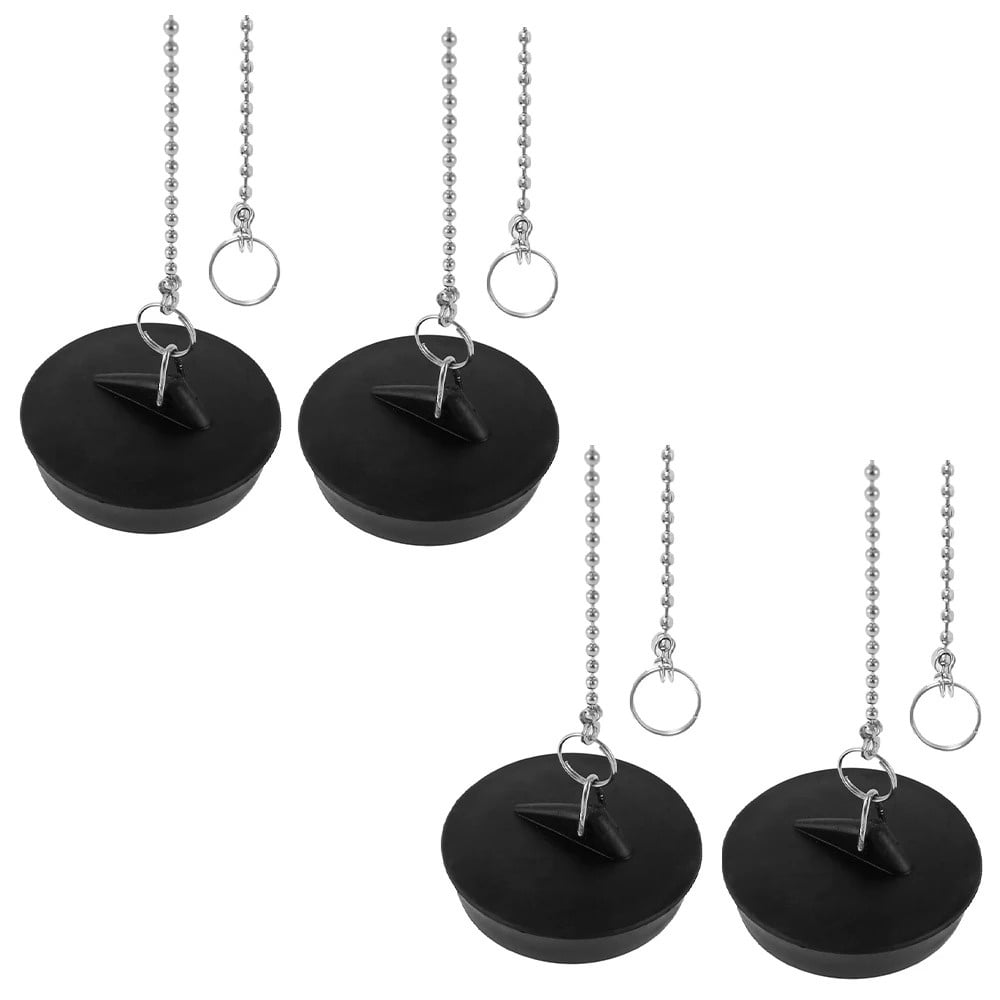 8/2pc Sink Plug Universal Rubber Drain Stopper With Round Beaded Chain ...