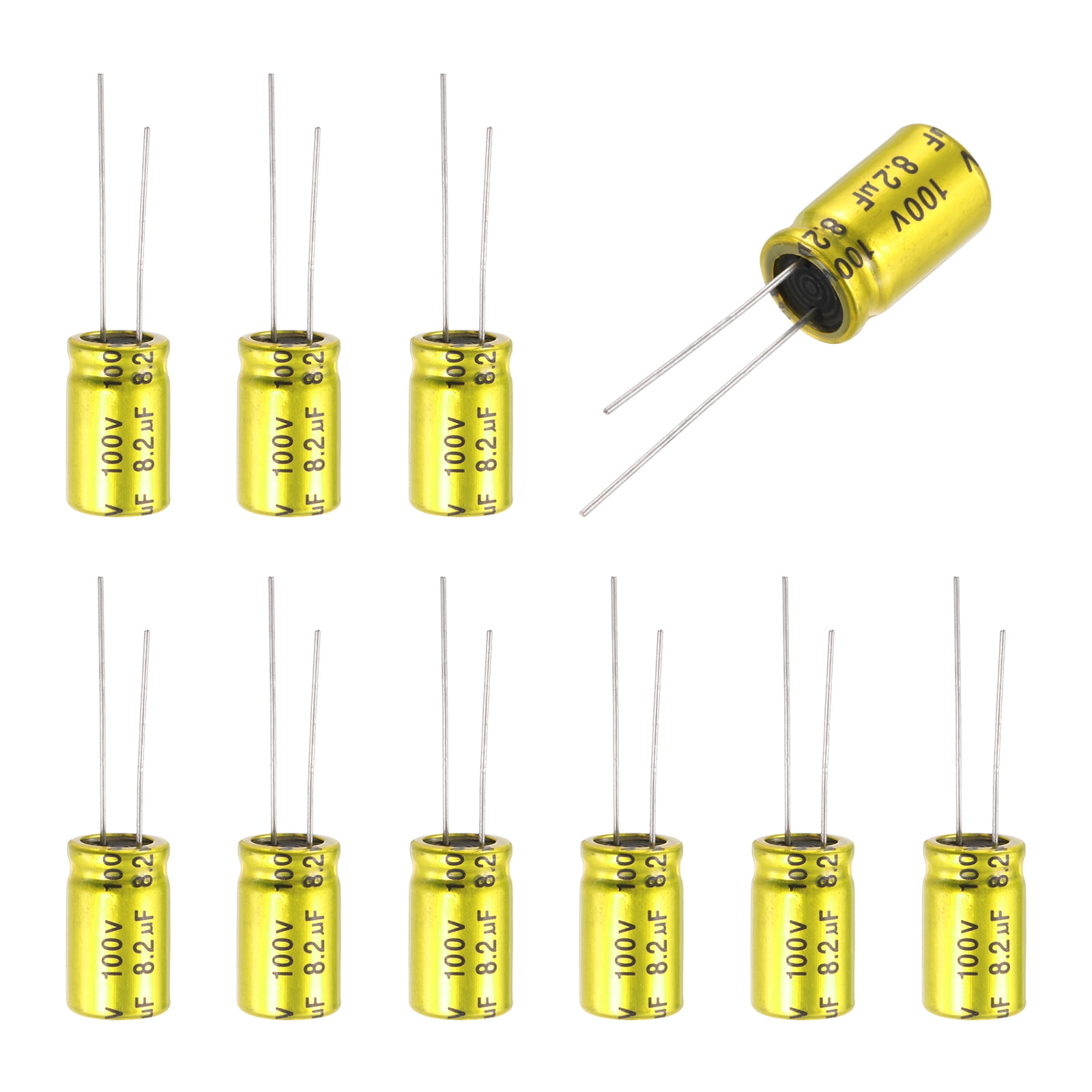 8.2uF 100V Non-Polarized Electrolytic Capacitor, 10mm x 17mm Aluminum Audio Capacitors for DIY ...