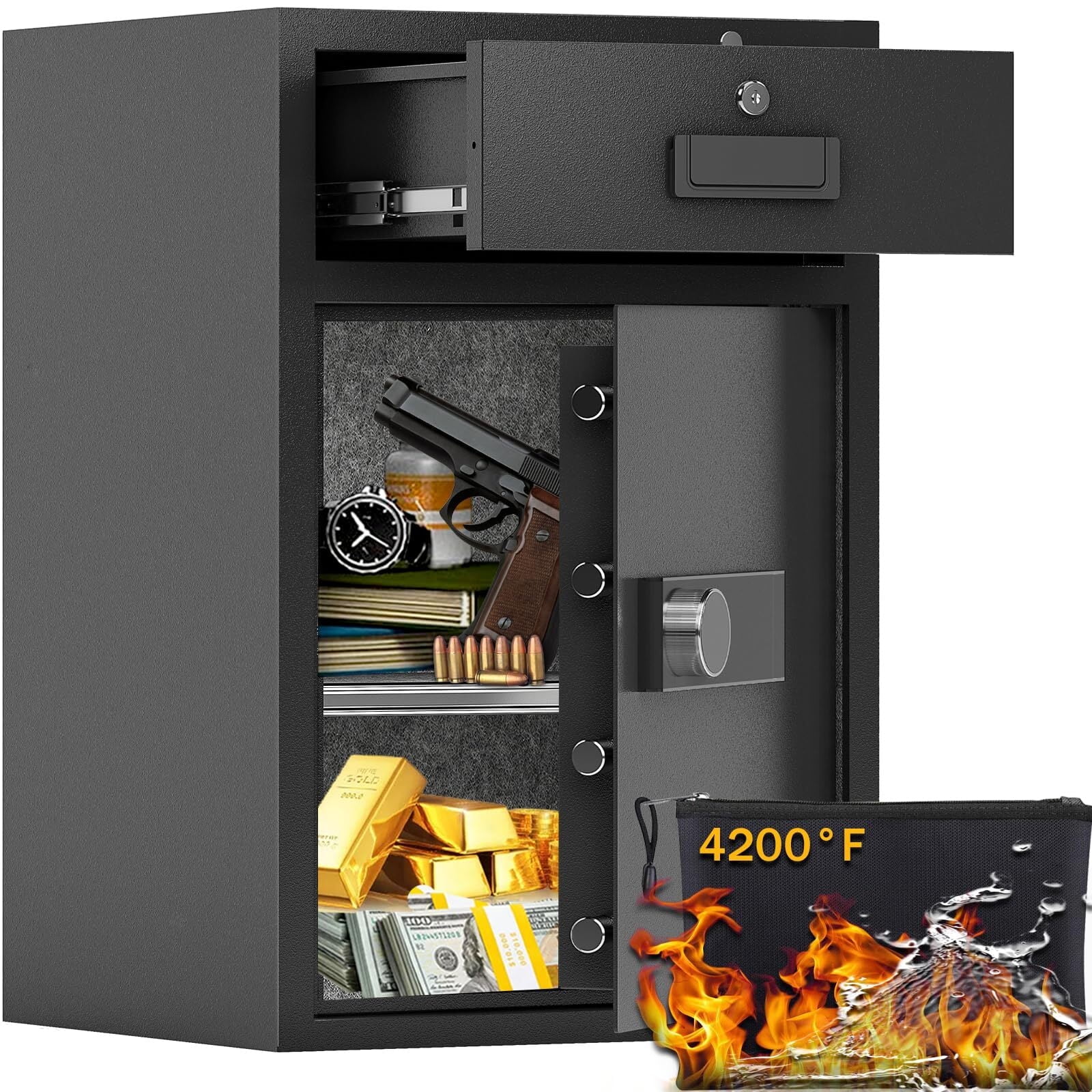 8.3 Cuft Heavy Duty Dual Door Safe Box Fireproof Waterproof with Hidden ...