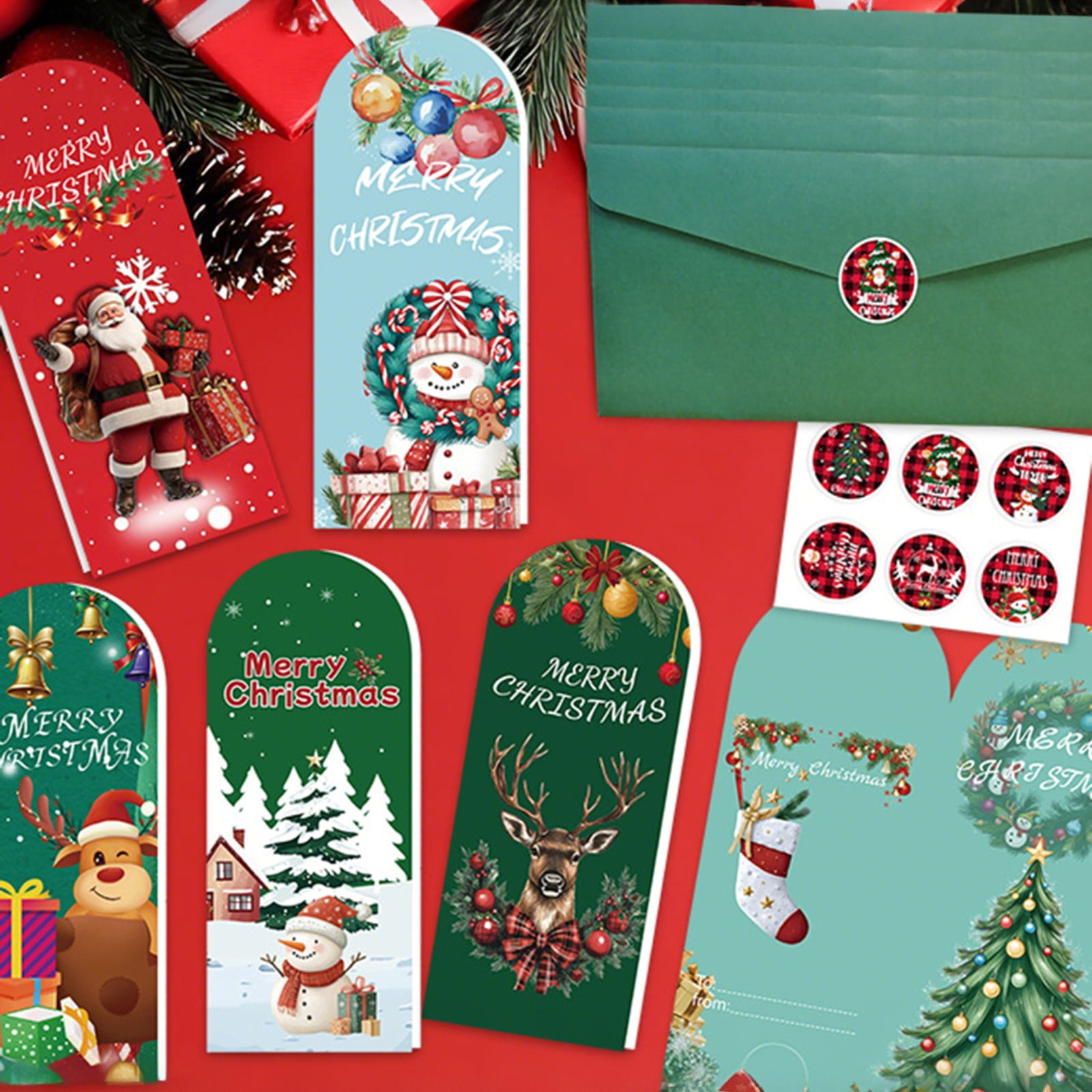 8.3 Inch Christmas Cards Multipack, 18-Pack Holiday Greeting Cards Set with Envelopes and ...
