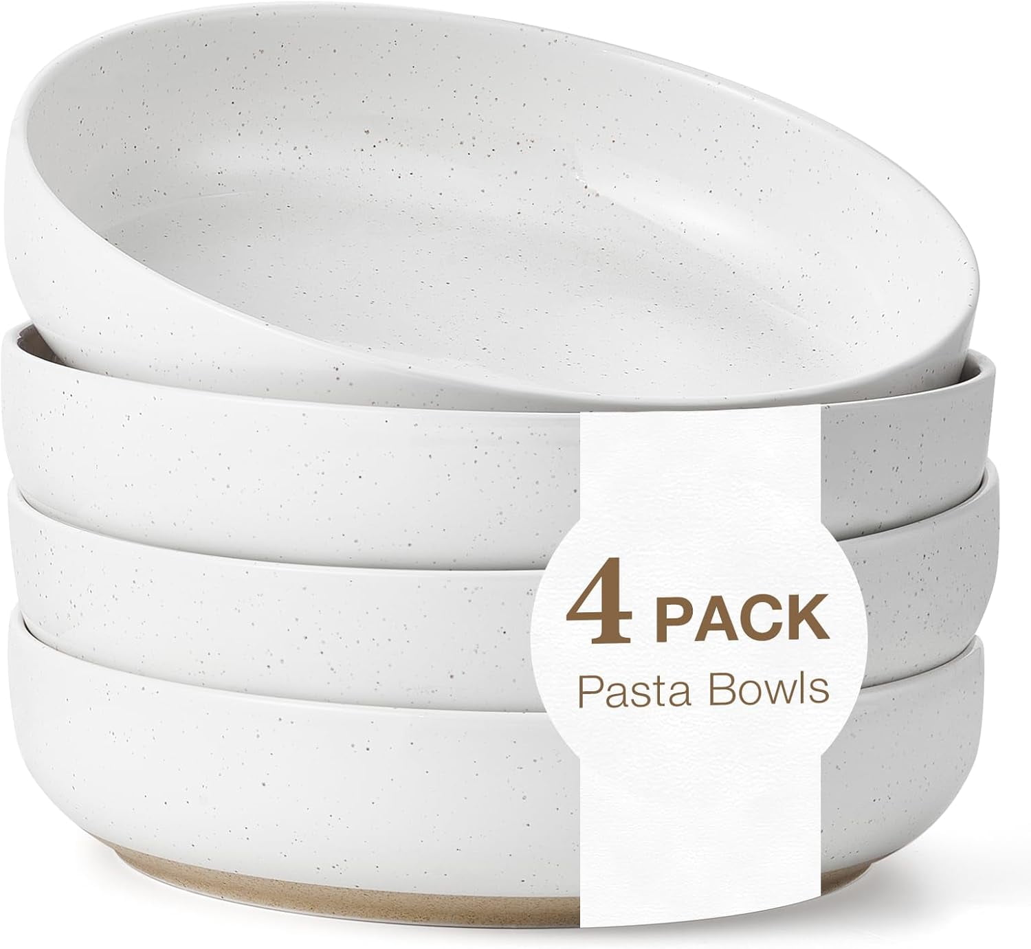 4 Set 8.3" Pasta Bowls 34 Oz Ceramic Salad Bowls White Serving Plate ...