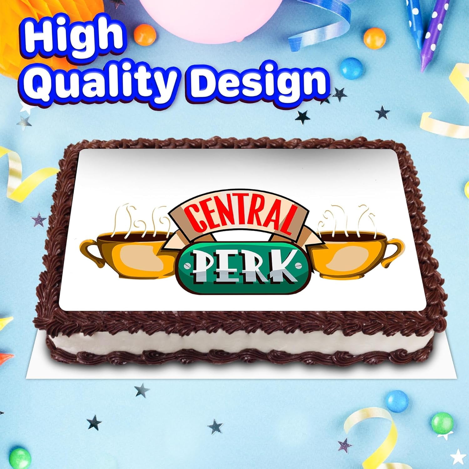 8.3 X 11.7 Inch Edible Square Cake Toppers – Central Perk Themed ...