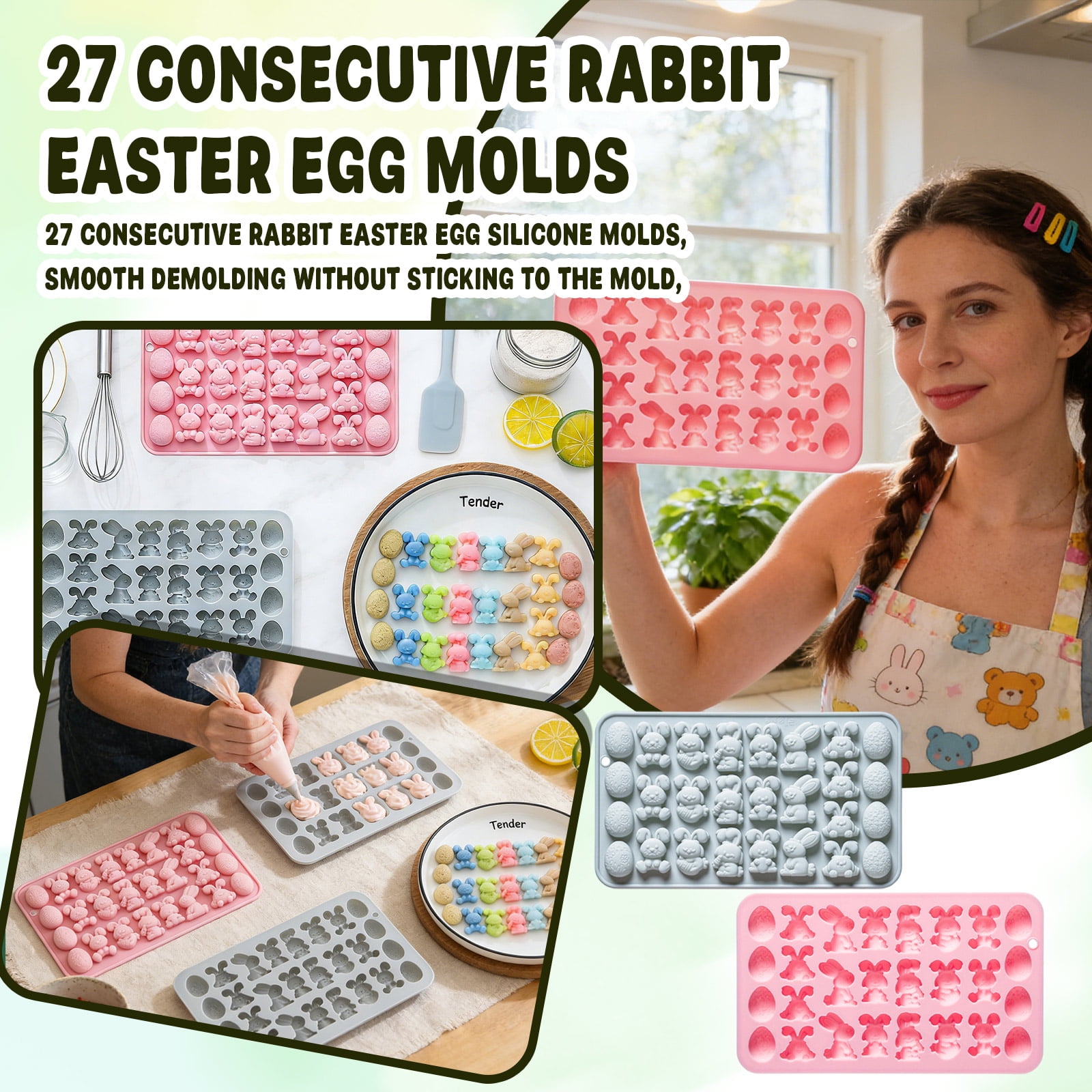 8.3"X4.8" Easter Chocolate Mold - 27-Cavity Silicone Mold, Featuring ...