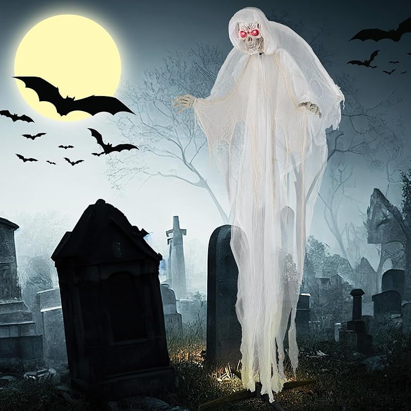 8.3 ft Halloween Standing Haunted Angel, Voice Activated Animatronic ...