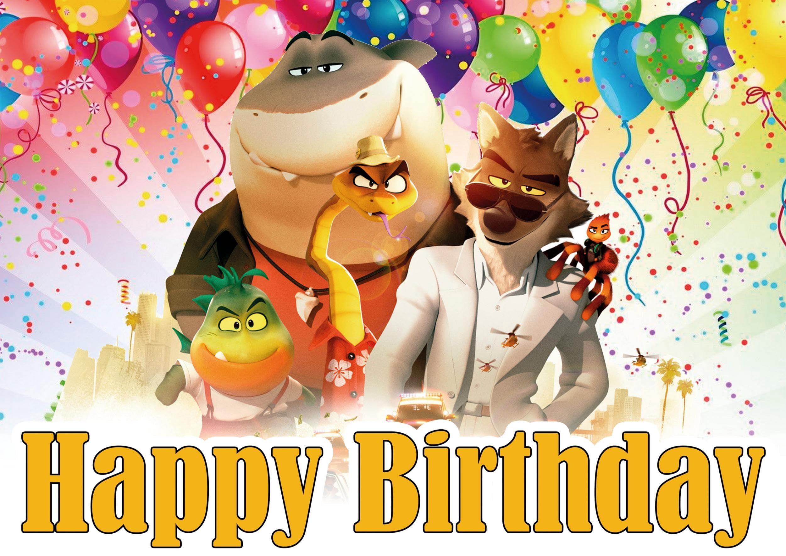 8.3 x 11.7 Inch Edible Square Cake Toppers – Bad Guys Themed Birthday ...