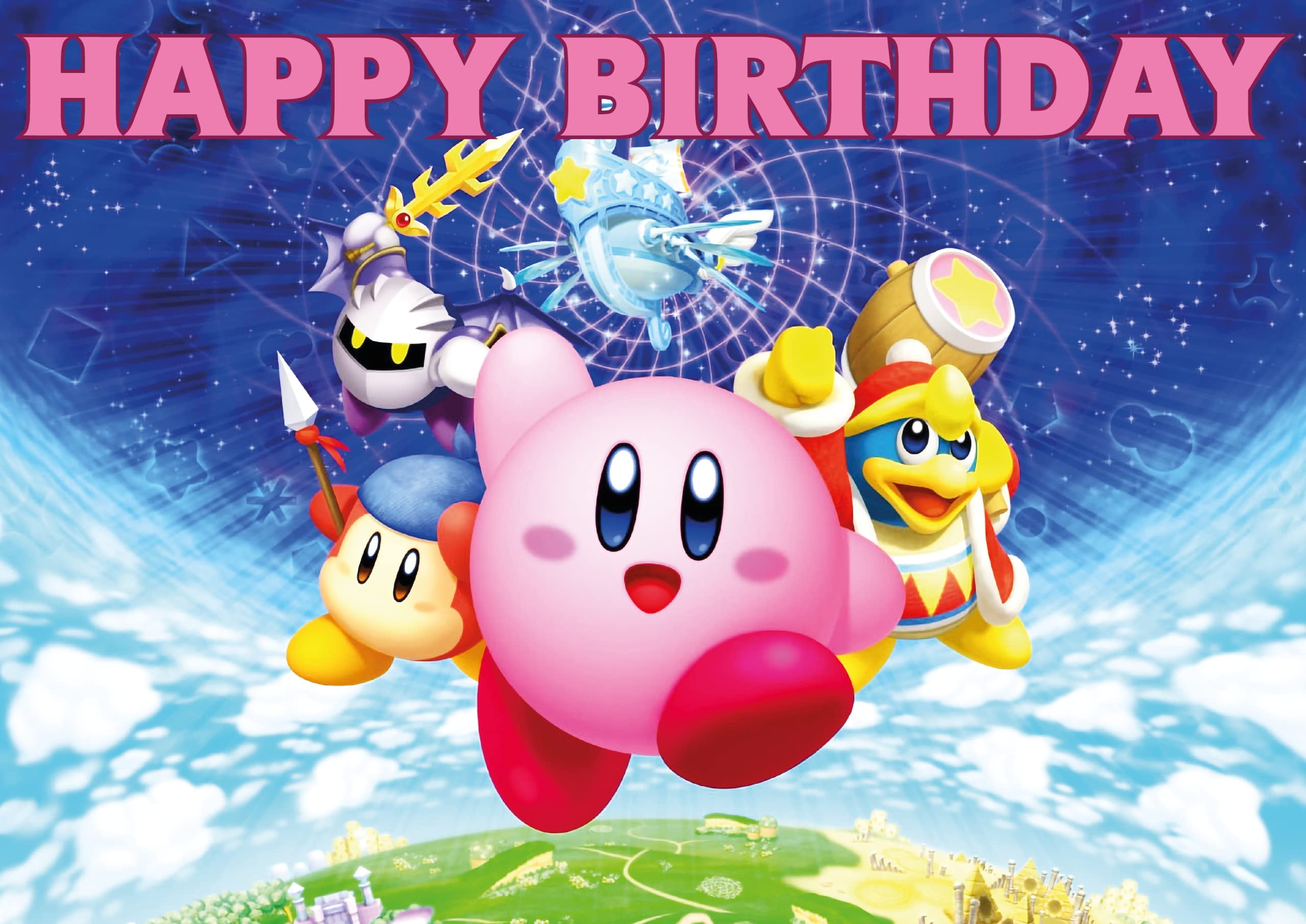 8.3 x 11.7EGSC Inch Edible Square Cake Toppers - Pink Star Adventure ...