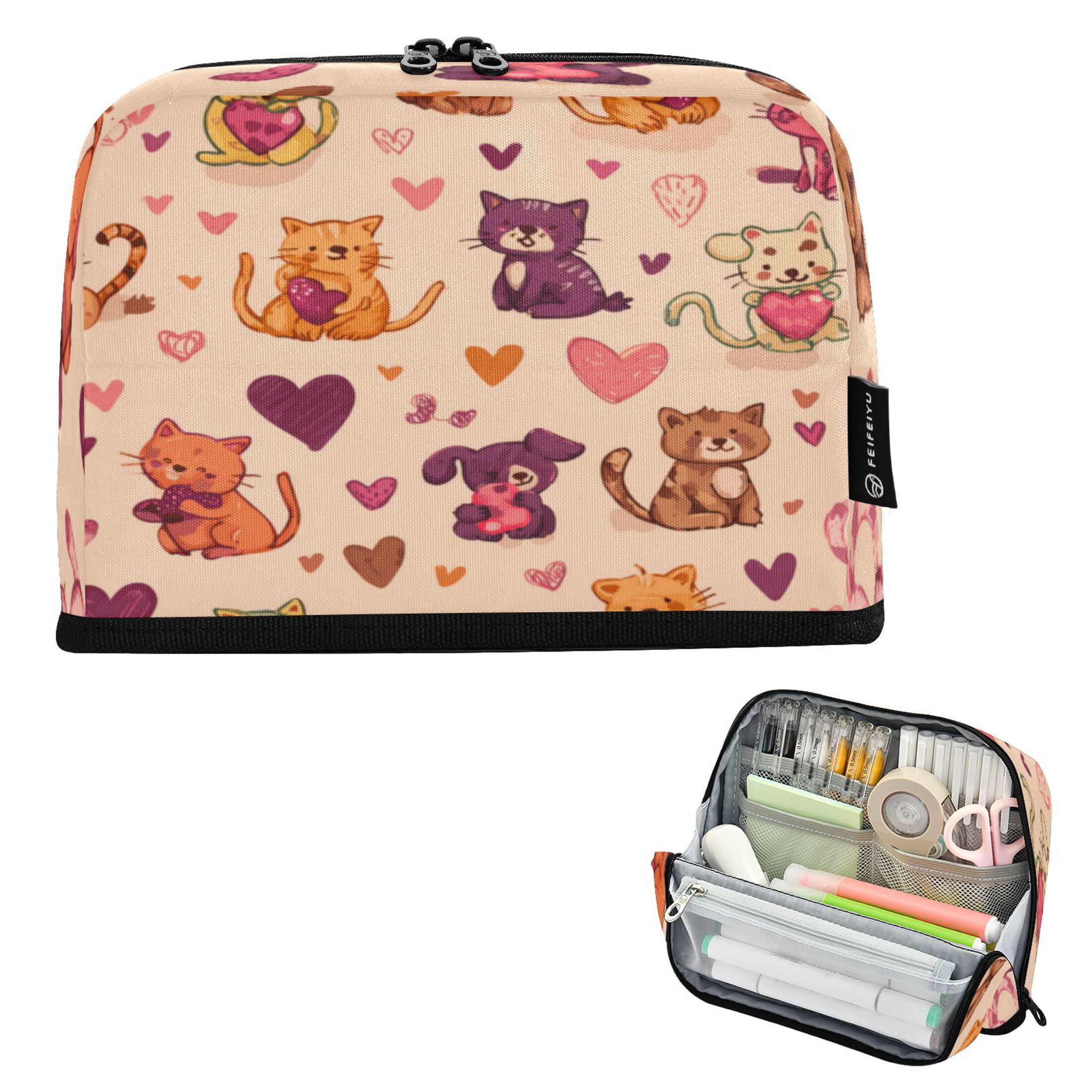 8.3"x5.9" Large-Capacity Multi-Pocket Vertical Pencil Case Adorable ...