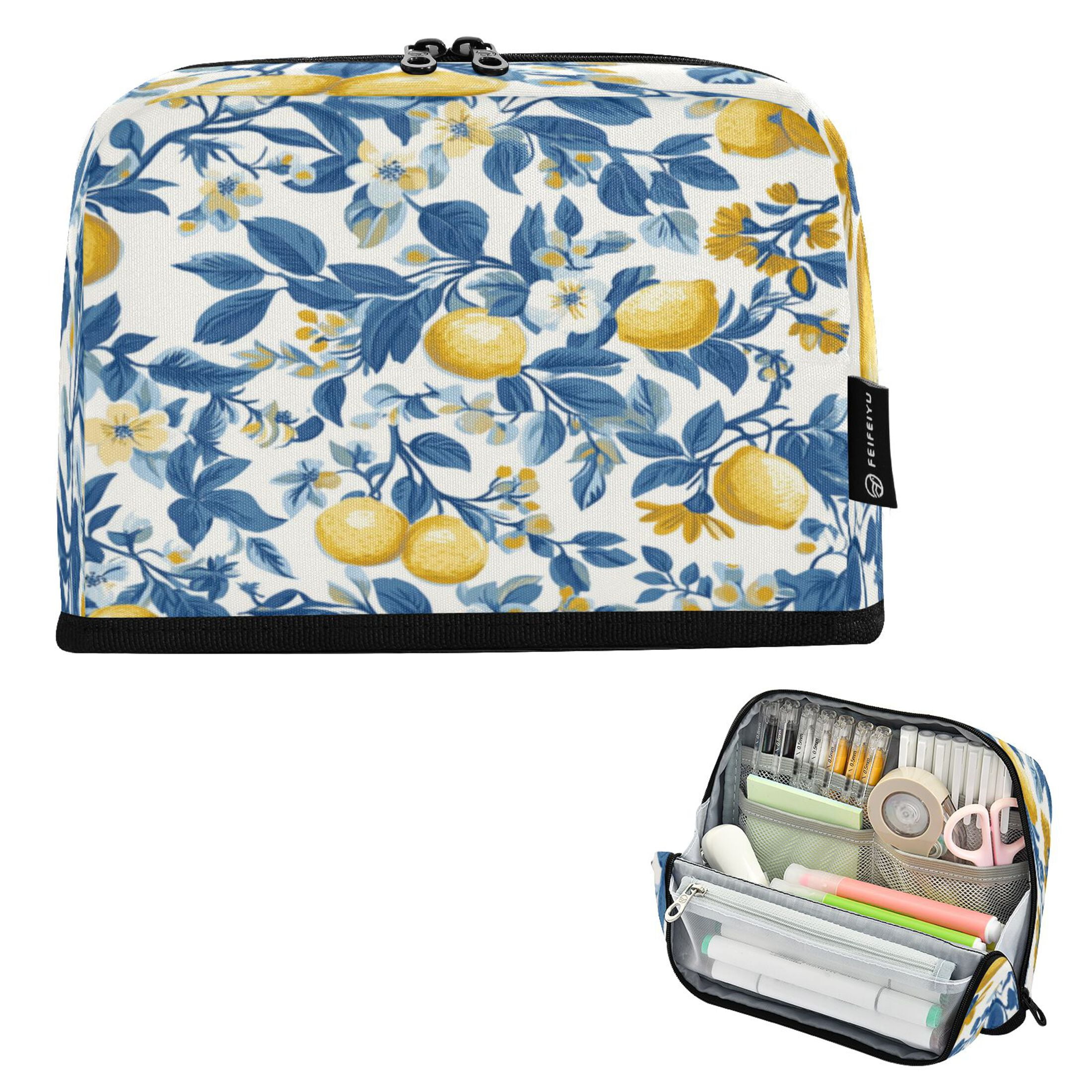 8.3"x5.9" Large-Capacity Multi-Pocket Vertical Pencil Case Blue Yellow ...