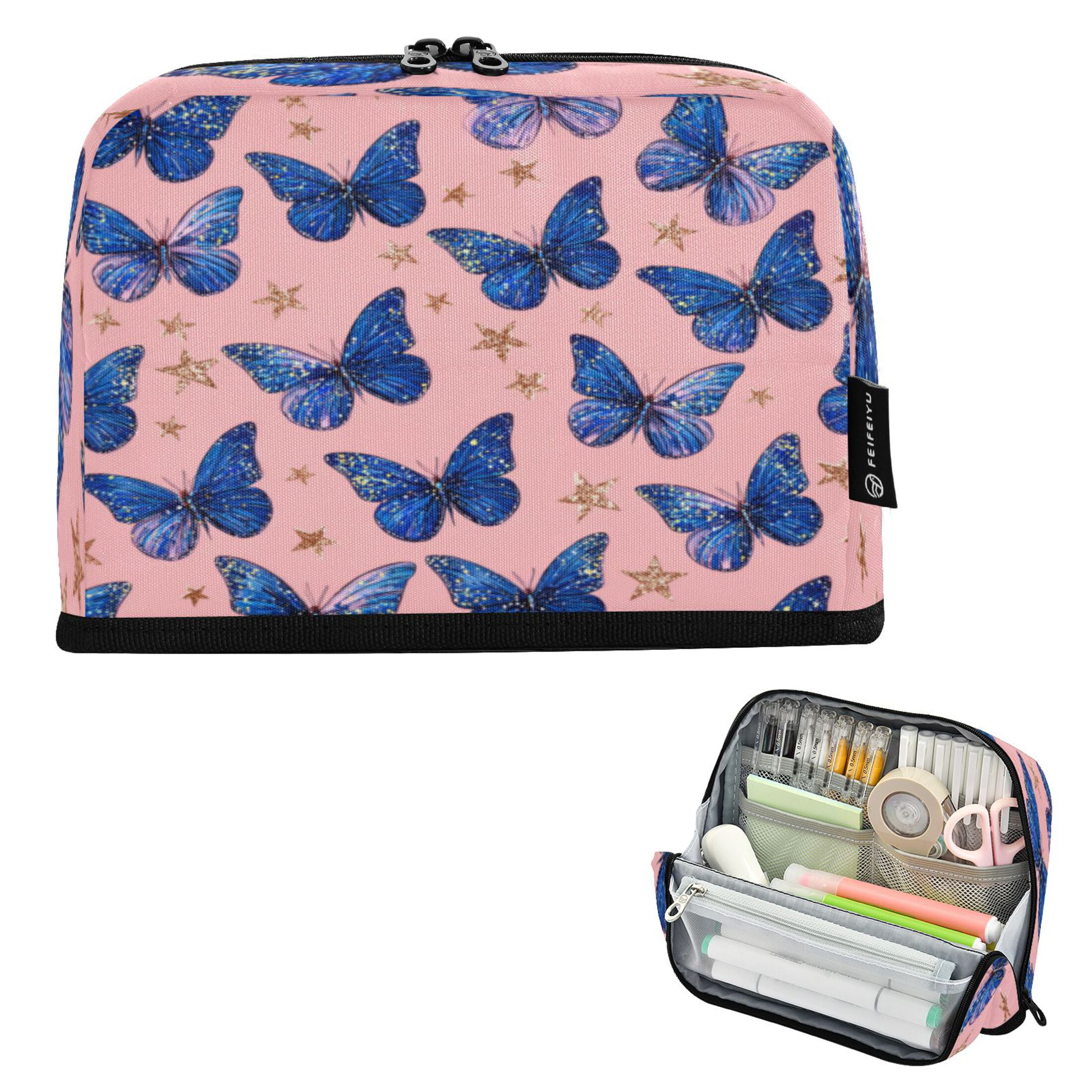 8.3"x5.9" Large-Capacity Multi-Pocket Vertical Pencil Case Blue-purple ...