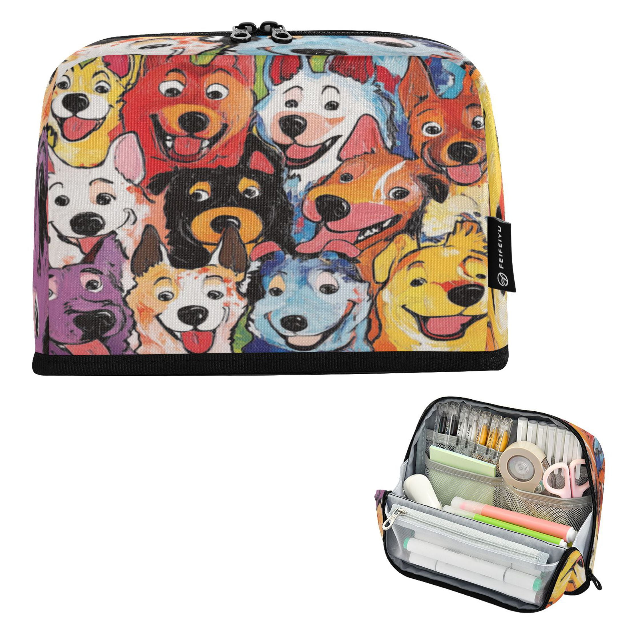 8.3"x5.9" Large-Capacity Multi-Pocket Vertical Pencil Case Colorful ...