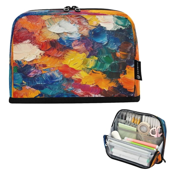 8.3"x5.9" Large-Capacity Multi-Pocket Vertical Pencil Case Colorful Oil ...