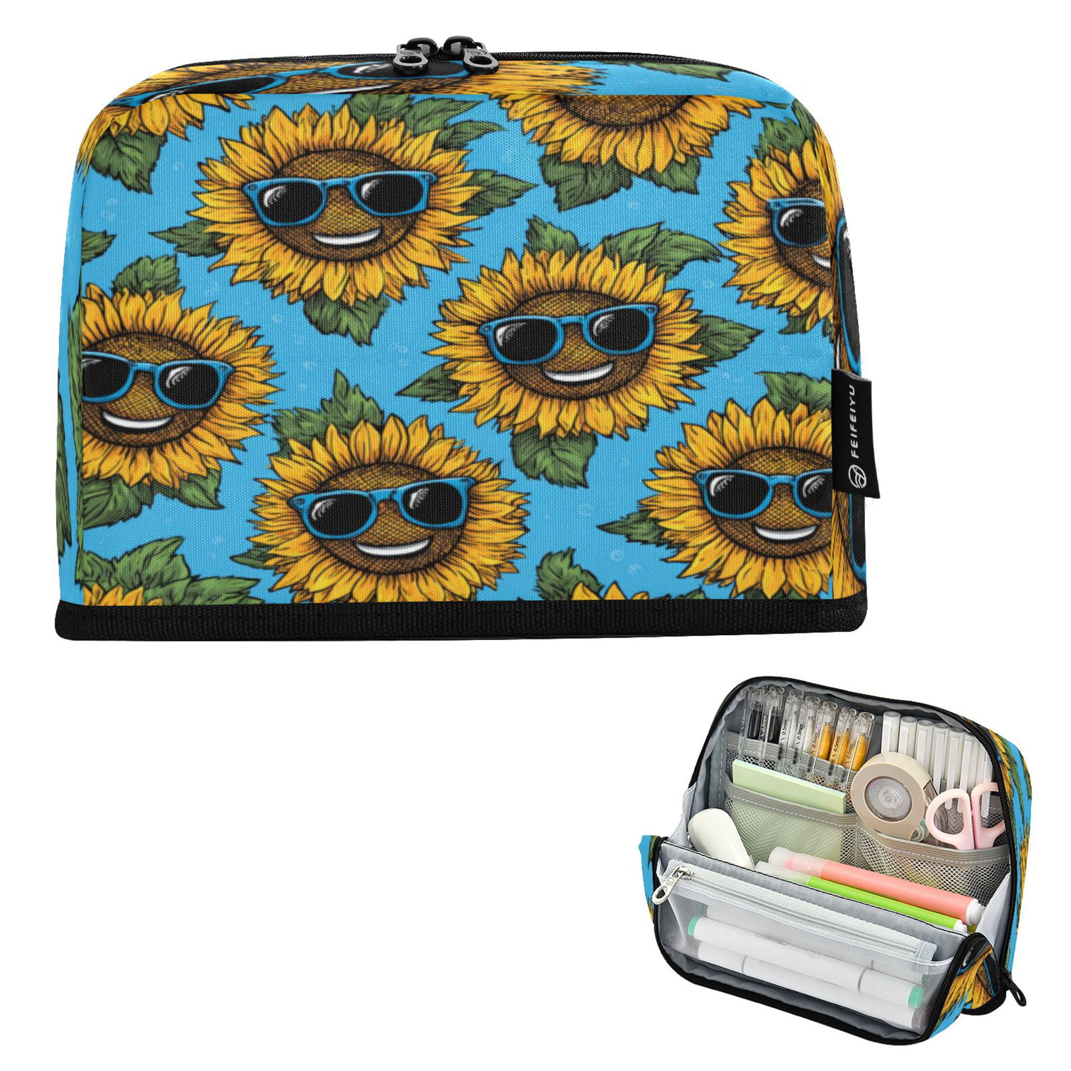 8.3"x5.9" Large-Capacity Multi-Pocket Vertical Pencil Case Cool Blue ...
