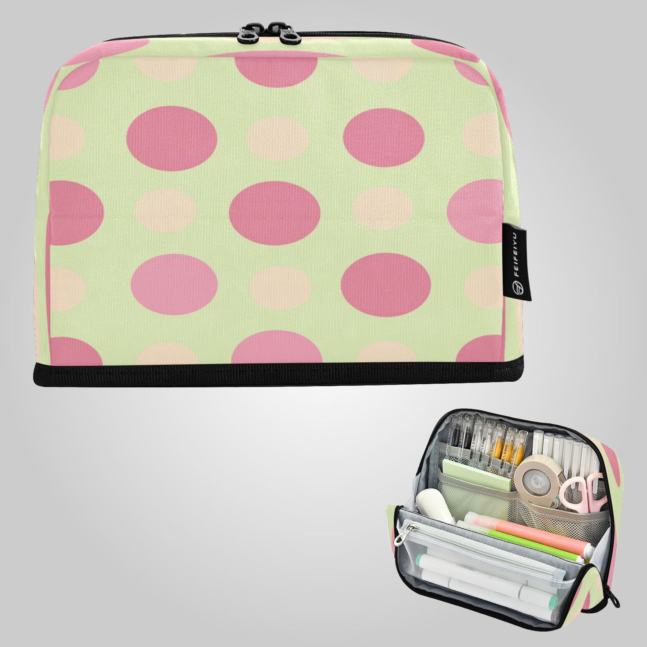 8.3"x5.9" Large-Capacity Multi-Pocket Vertical Pencil Case Cream Pink ...