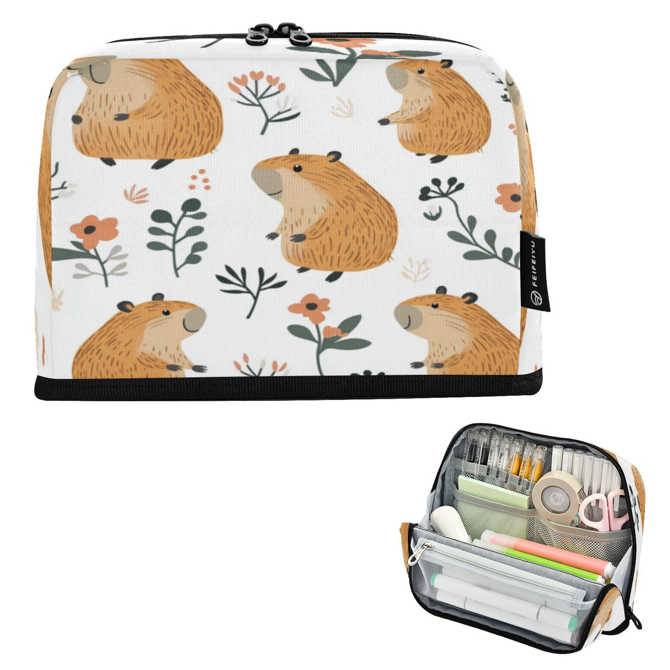 8.3"x5.9" Large-Capacity Multi-Pocket Vertical Pencil Case Cute Little ...