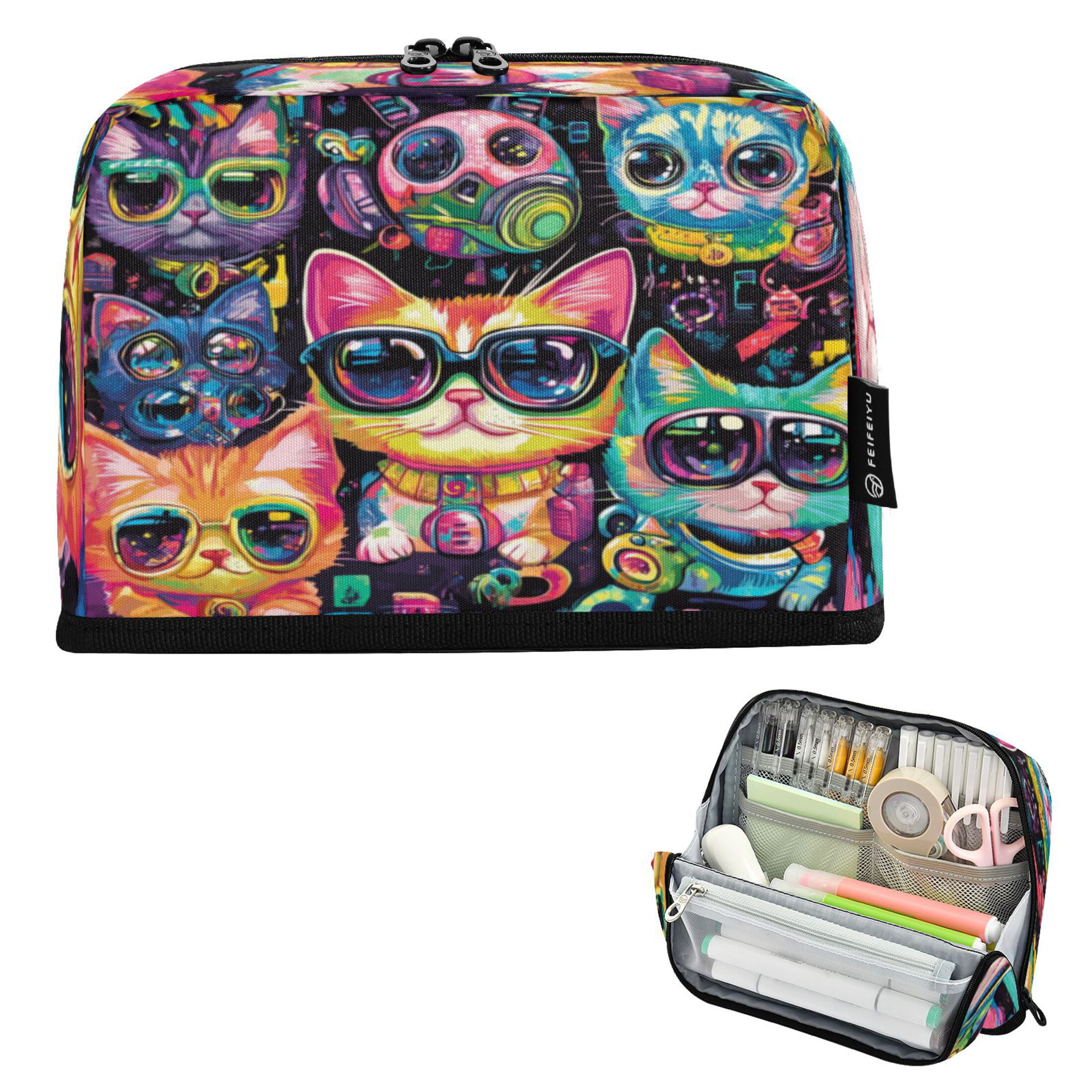 8.3"x5.9" Large-Capacity Multi-Pocket Vertical Pencil Case Cyberpunk ...