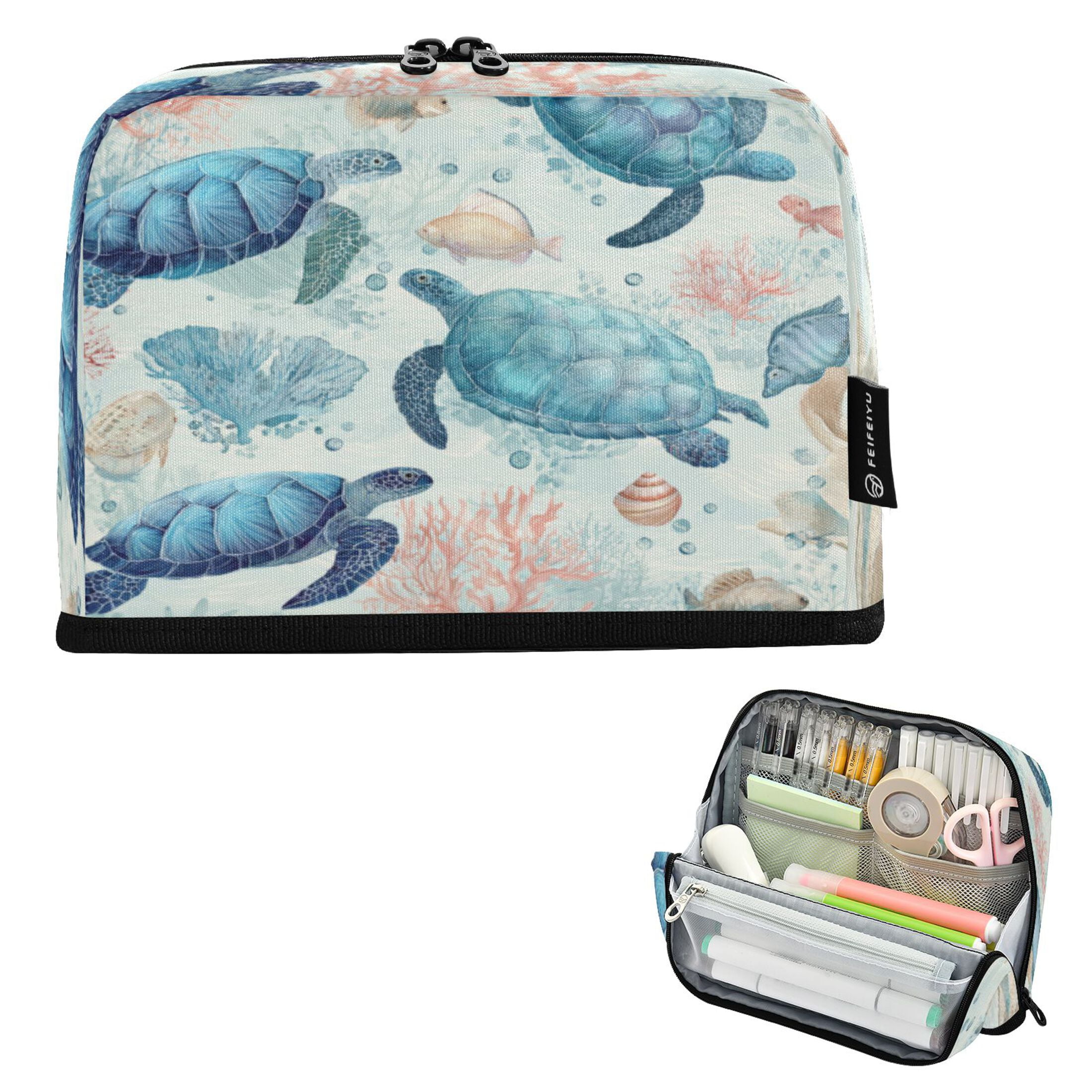 8.3"x5.9" Large-Capacity Multi-Pocket Vertical Pencil Case Deep Green ...