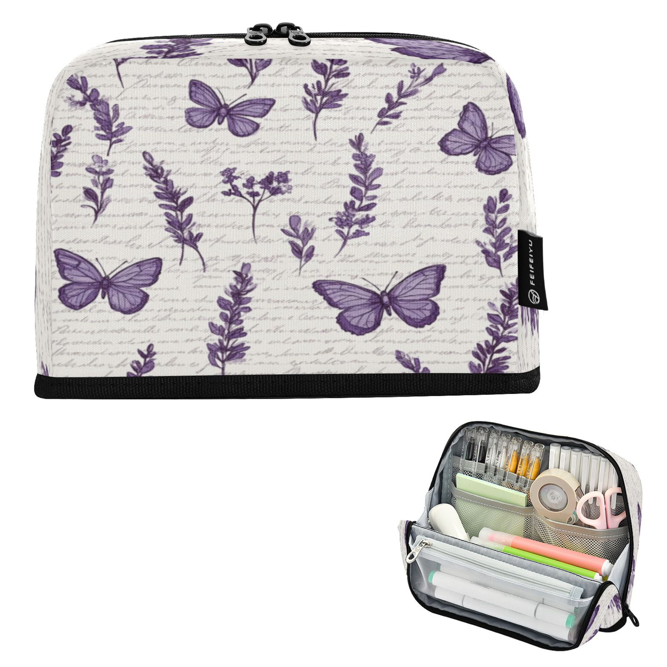 8.3"x5.9" Large-Capacity Multi-Pocket Vertical Pencil Case Lavender ...