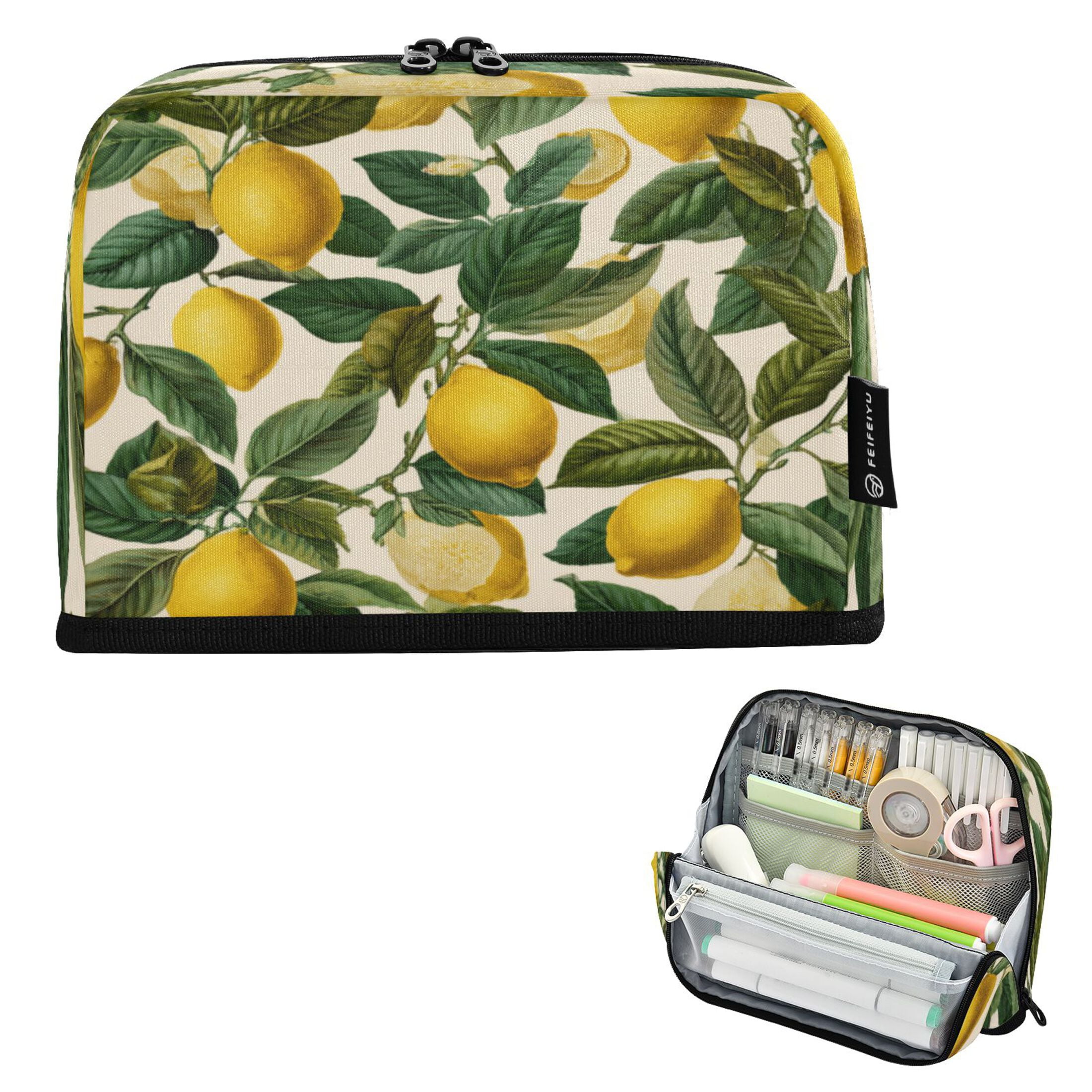 8.3"x5.9" Large-Capacity Multi-Pocket Vertical Pencil Case Lemon and ...