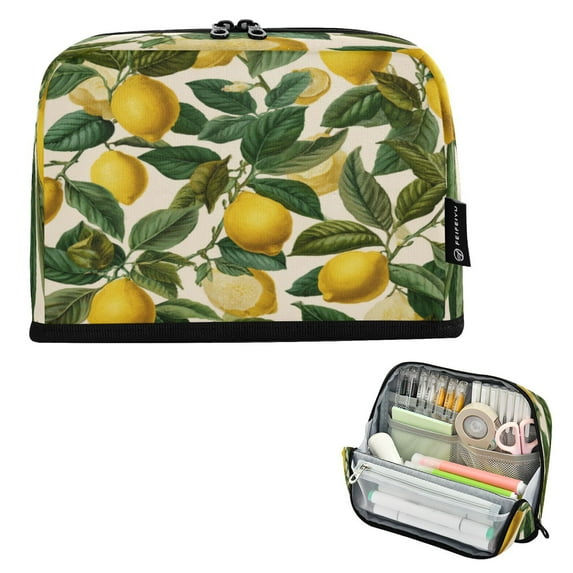 8.3"x5.9" Large-Capacity Multi-Pocket Vertical Pencil Case Lemon and ...