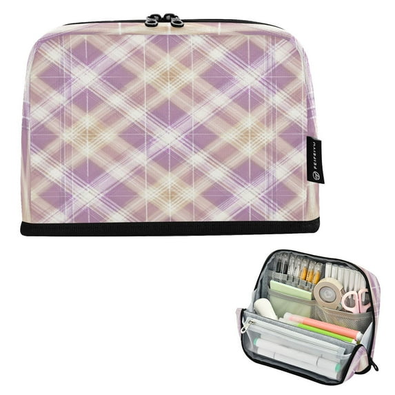 8.3"x5.9" Large-Capacity Multi-Pocket Vertical Pencil Case Light Pink ...