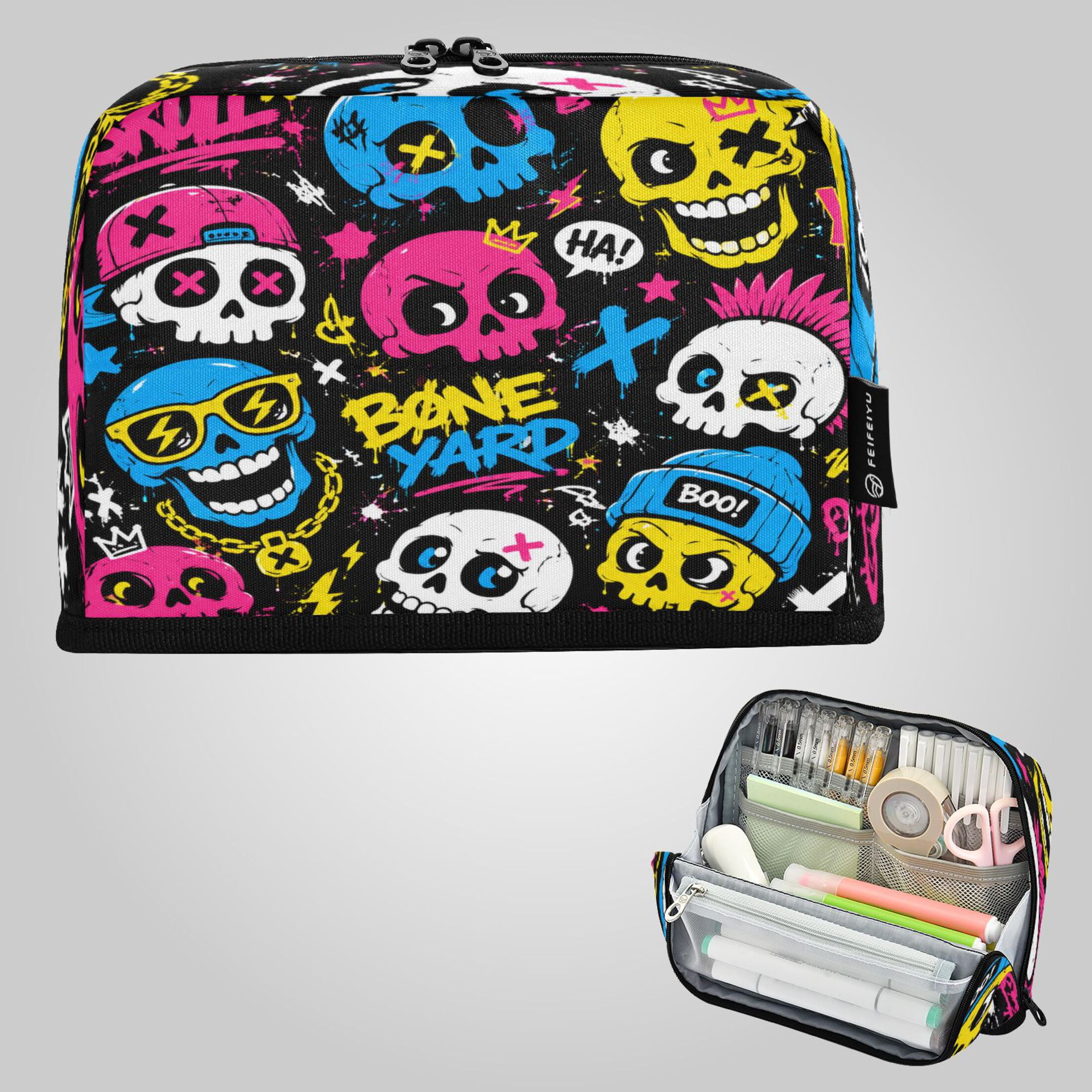 8.3"x5.9" Large-Capacity Multi-Pocket Vertical Pencil Case Neon ...