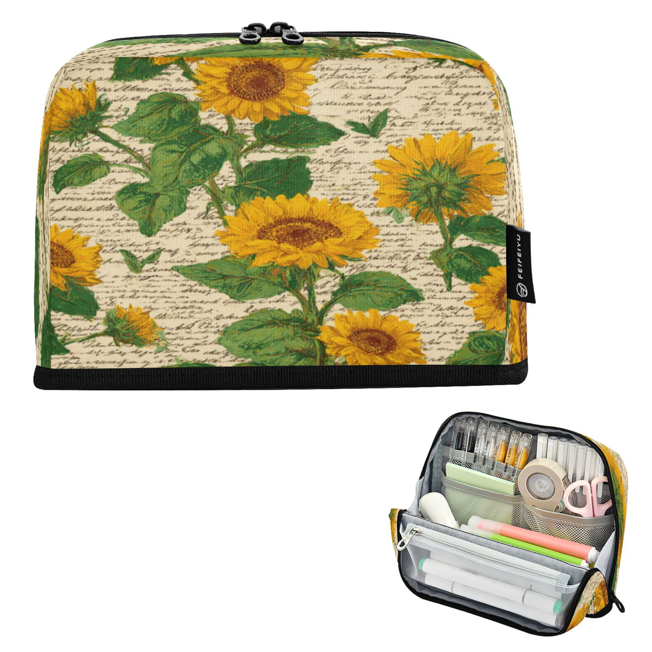 8.3"x5.9" Large-Capacity Multi-Pocket Vertical Pencil Case Retro-chic ...