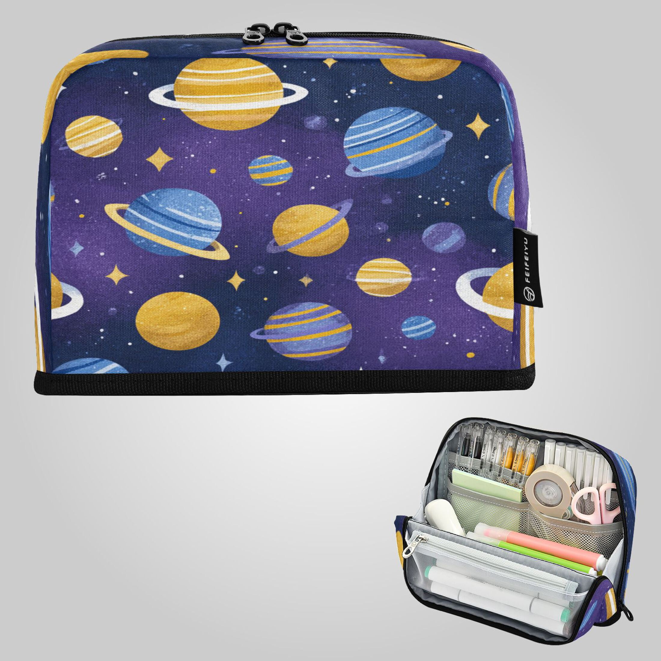 8.3"x5.9" Large-Capacity Multi-Pocket Vertical Pencil Case Saturn ...